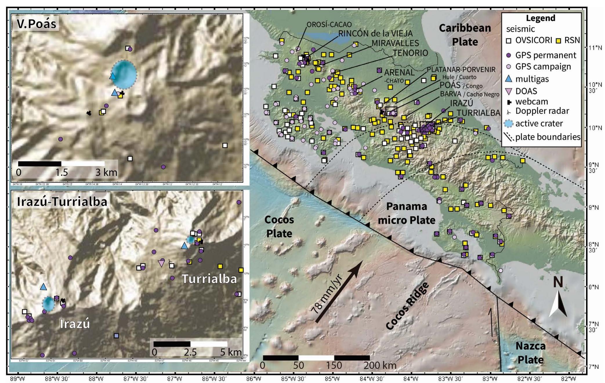 General map of costa rica showing the tectonic setting and