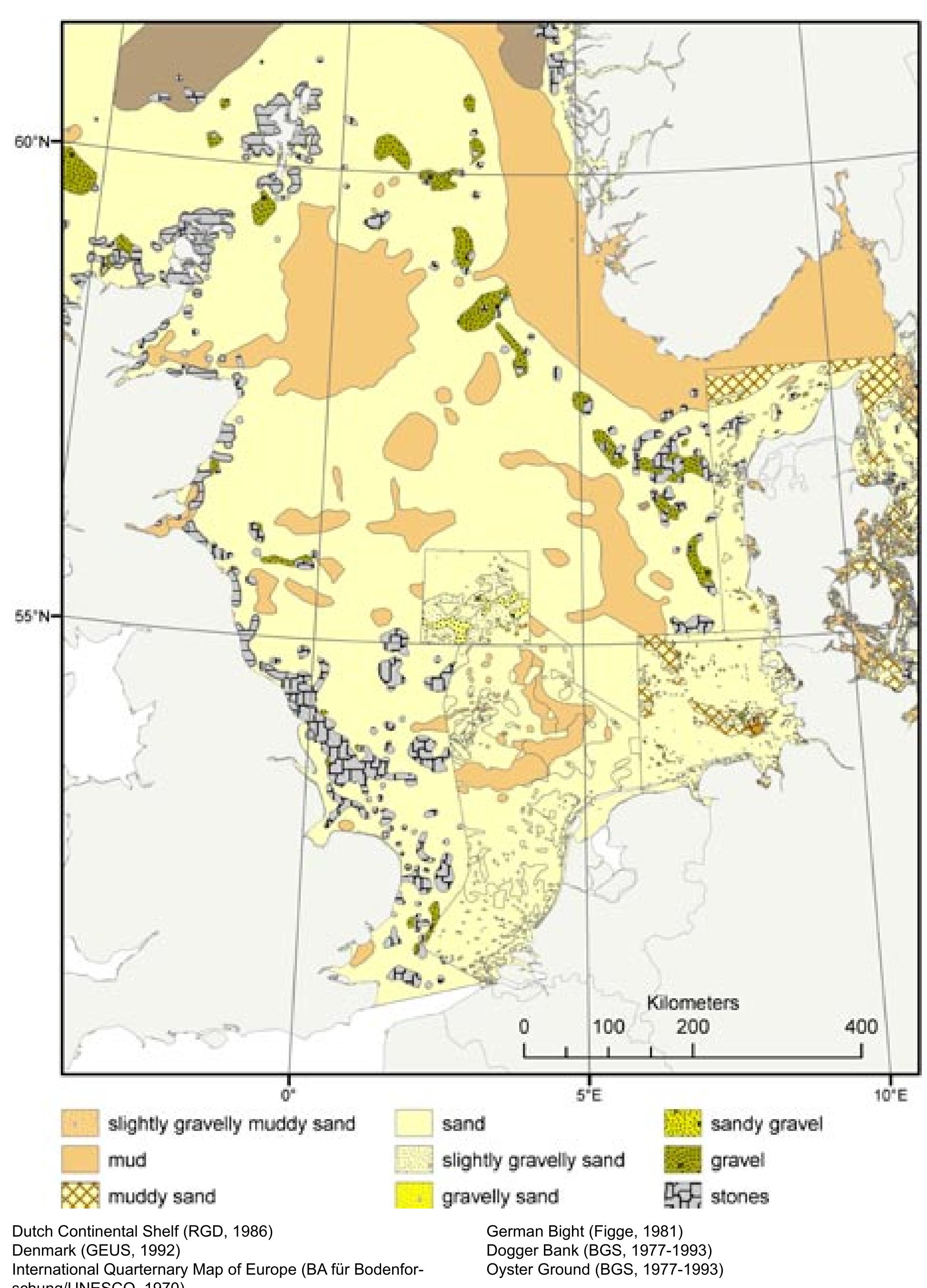 Aggregated sediment map of the north sea
