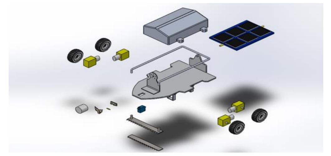 Exploded view fig. 4 shows the exploded view of the lawn
