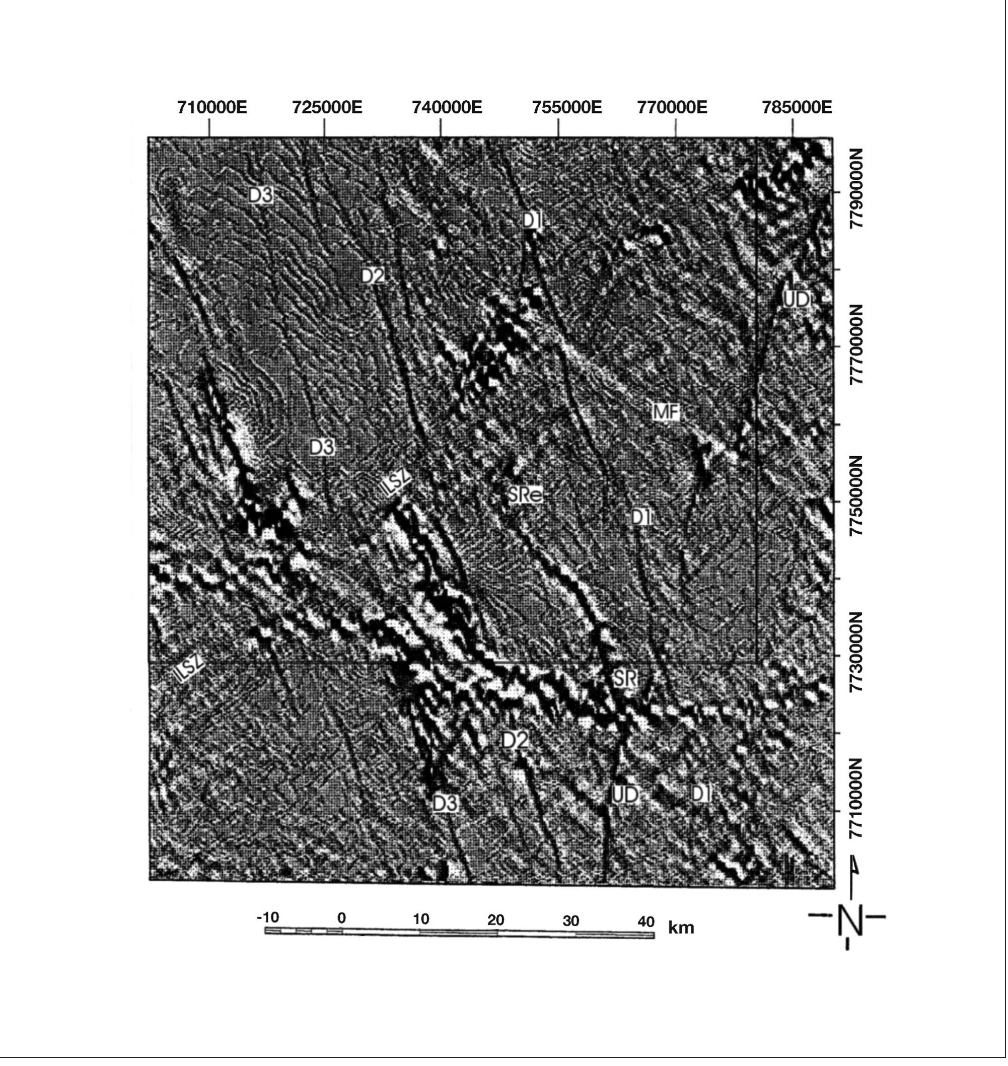 Aeromagnetic horizontal derivative map of the fort rixon and