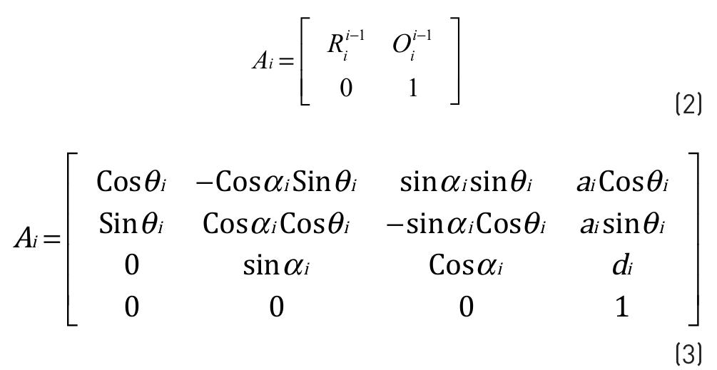 The [4x4] rigid homogeneous transformation matrices a, a, ay