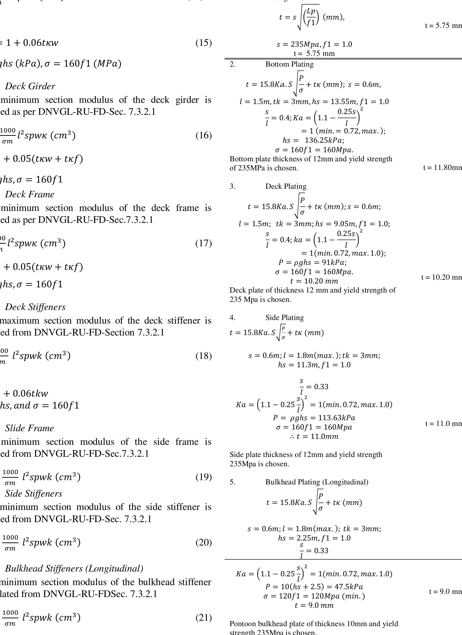 V: results from structural analysis-pontoon structure the