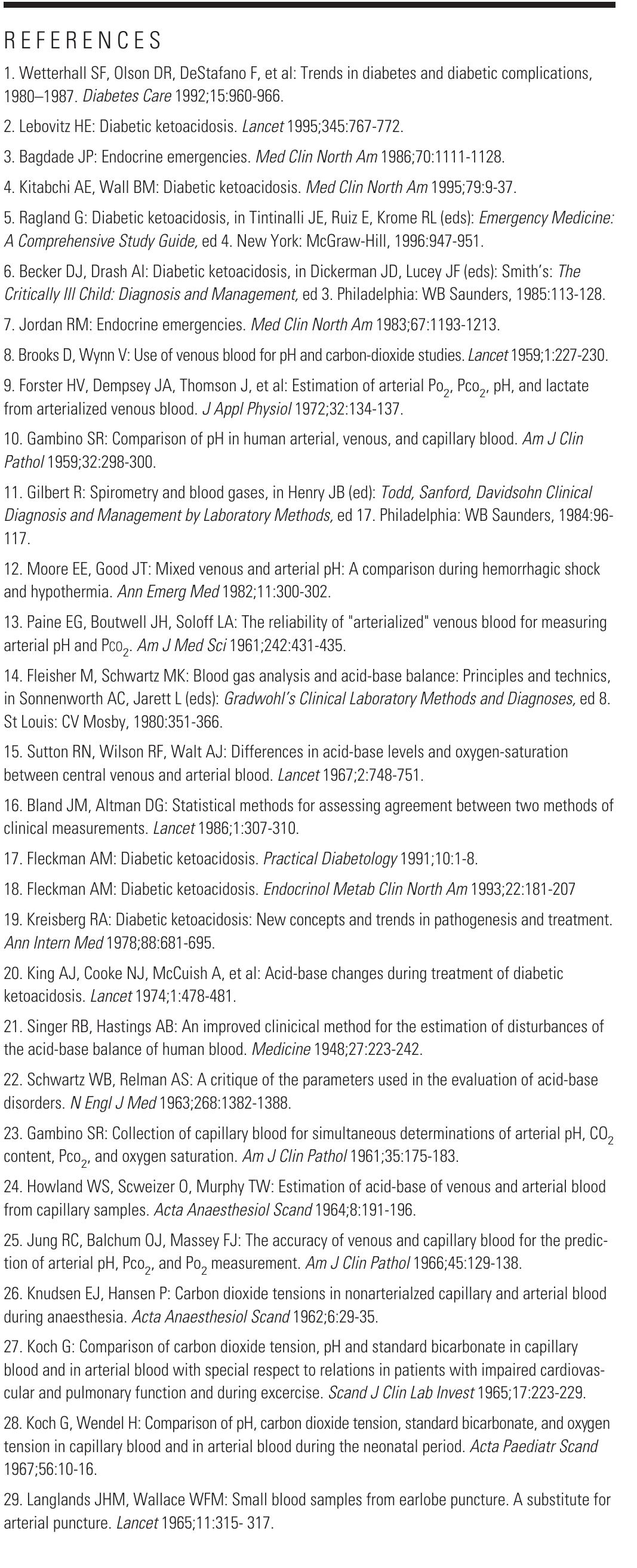 Table 2 - Comparison of Arterial and Venous Blood Gas Values