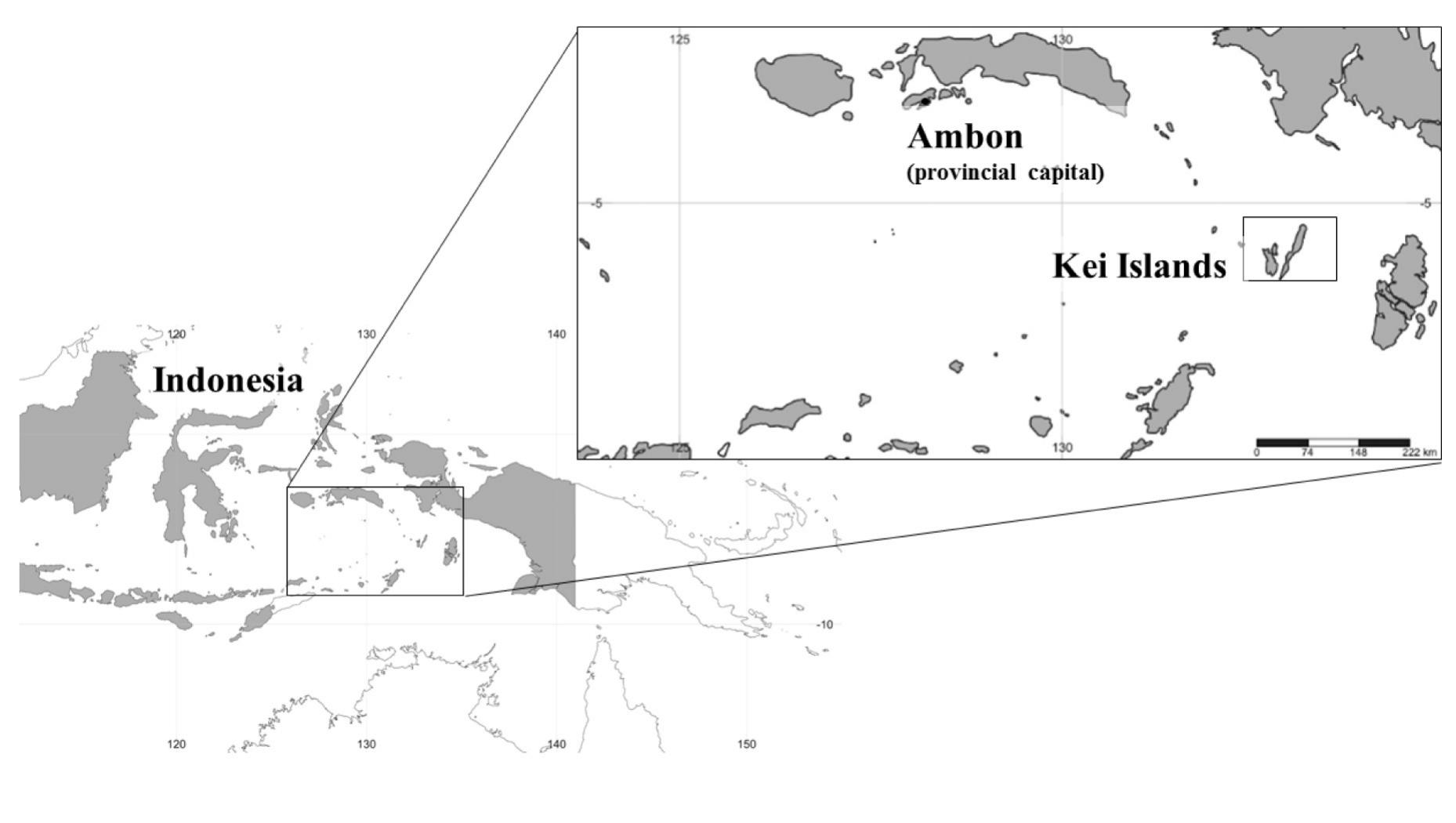 Map of kei islands and ambon (the provincial capital of