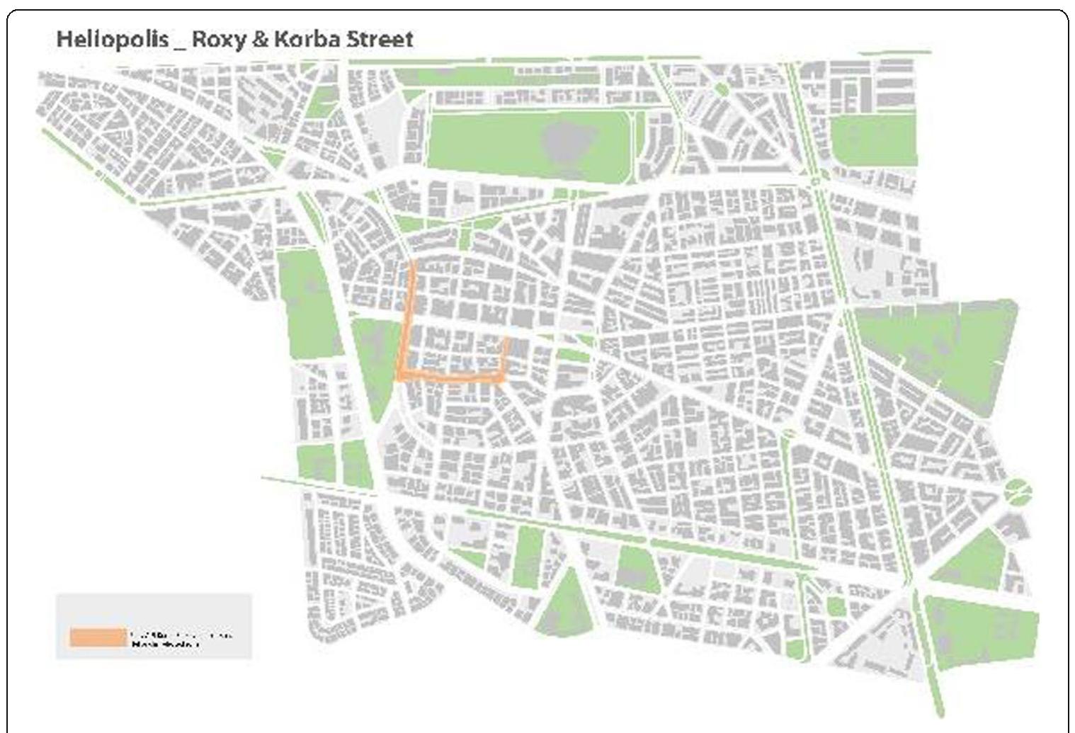 Heliopolis map, korba and roxy streets as public space