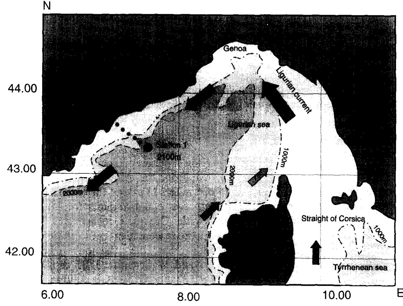 Map of part of the northwestern mediterranean sea showing