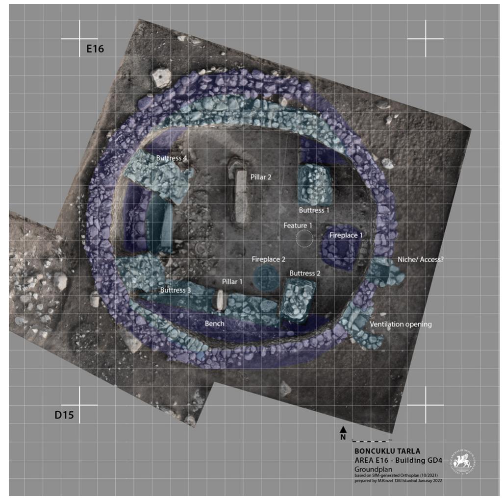Boncuklu tarla: ground plan of building gd4 - after kinzel,