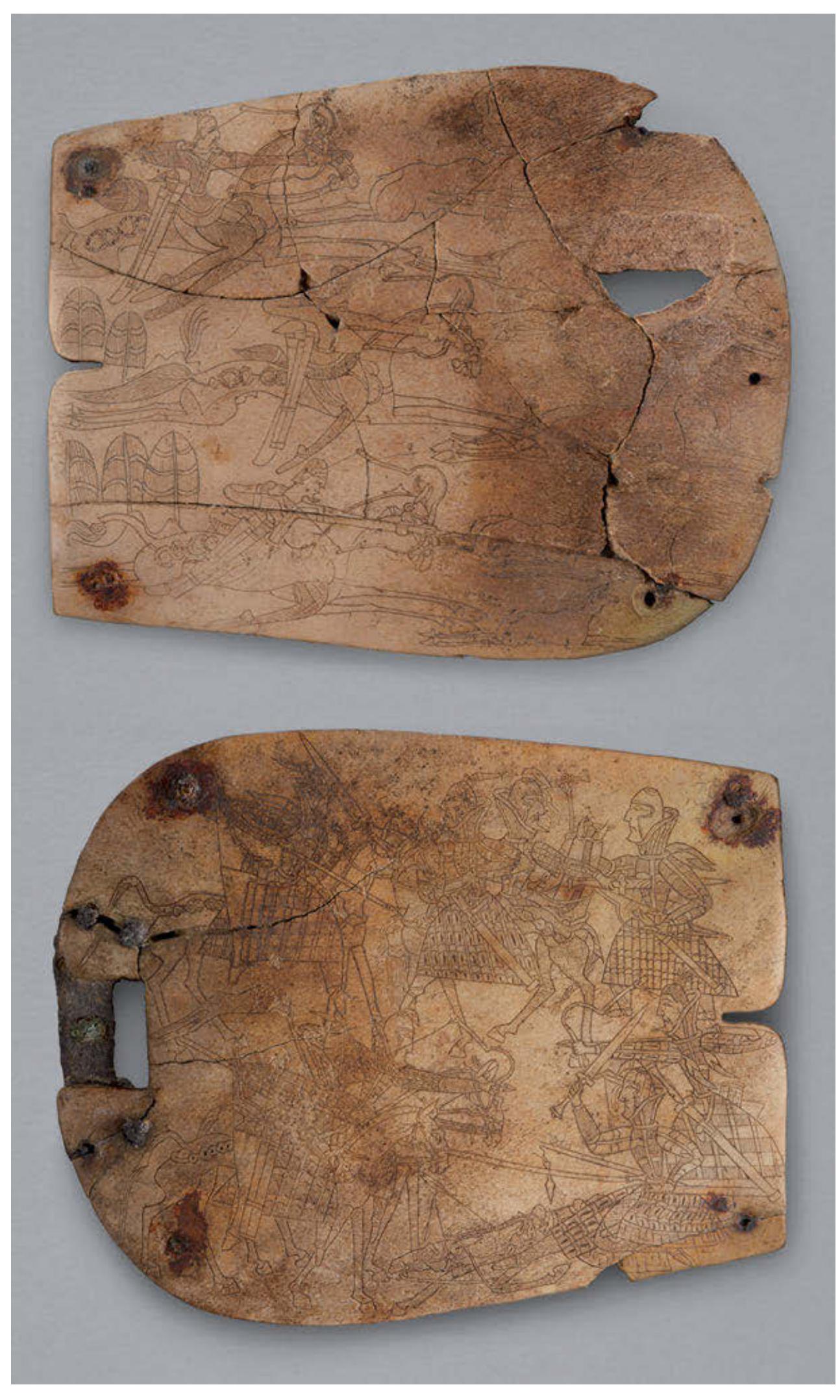 Engraved bone belt plaques from kurgan 2 at orlat, first to