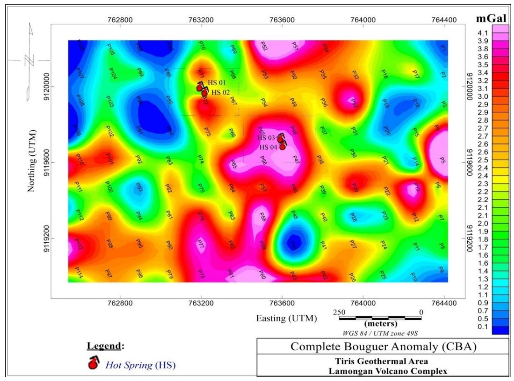 Complete bouguer anomaly map of the study area