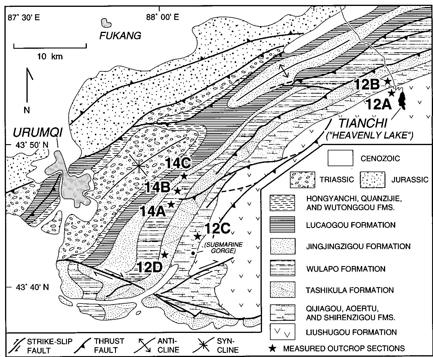 Simplified geologic map of the western bogdashan (modified