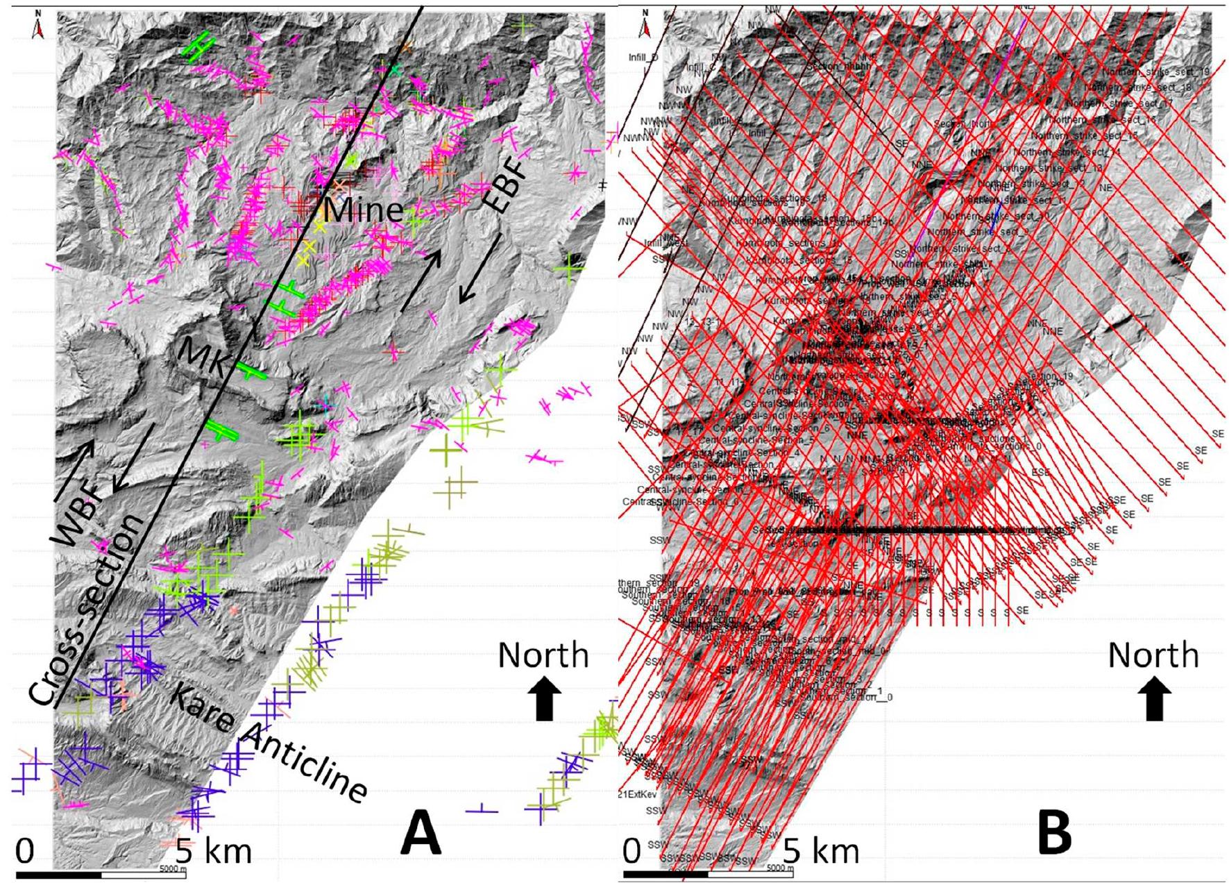 (a) the lidar data in map view, showing the location of