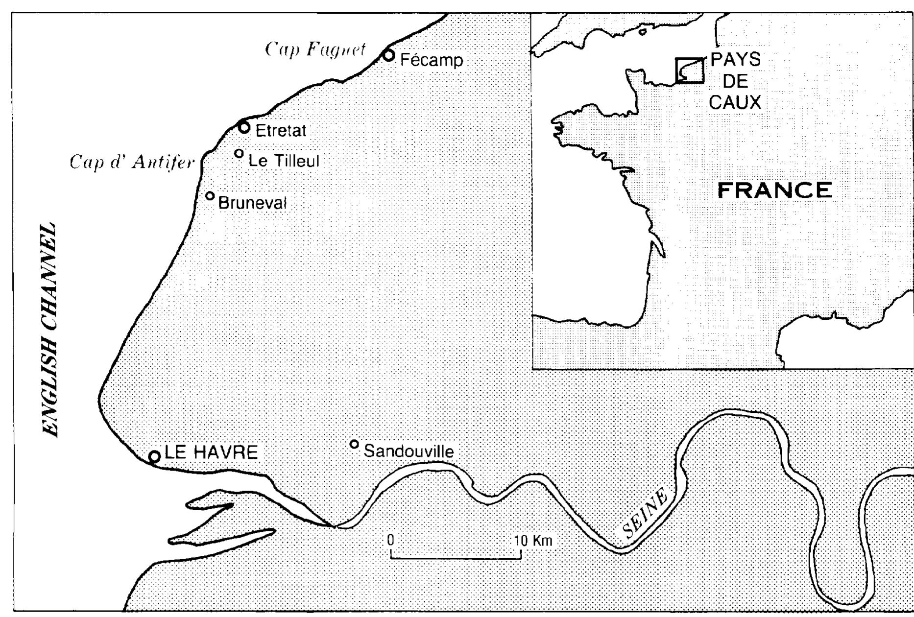 Fic. 1.—simplified map of the normandy area and location of