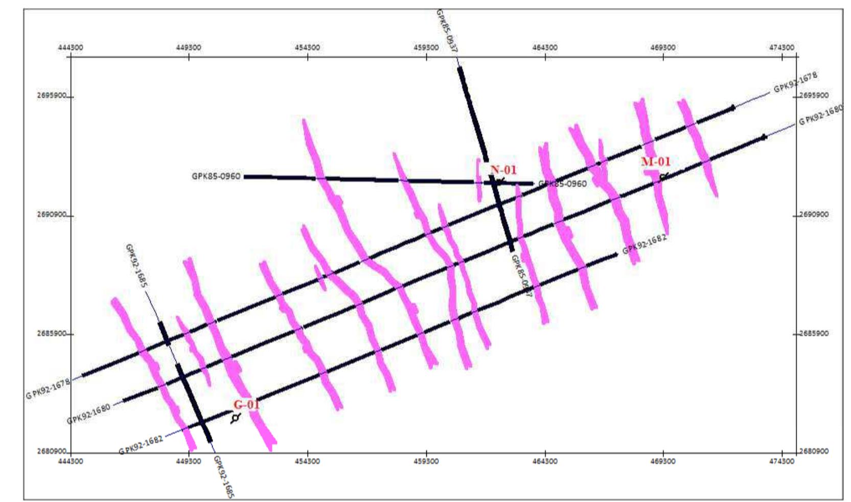 Fault polygon map showing the northwest-southeast