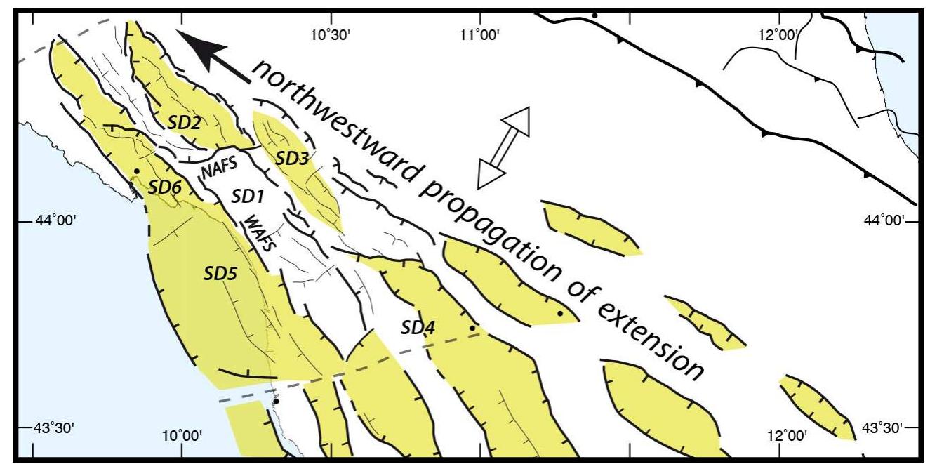 Simplified Map Of Major Extensional Fault Systems In The