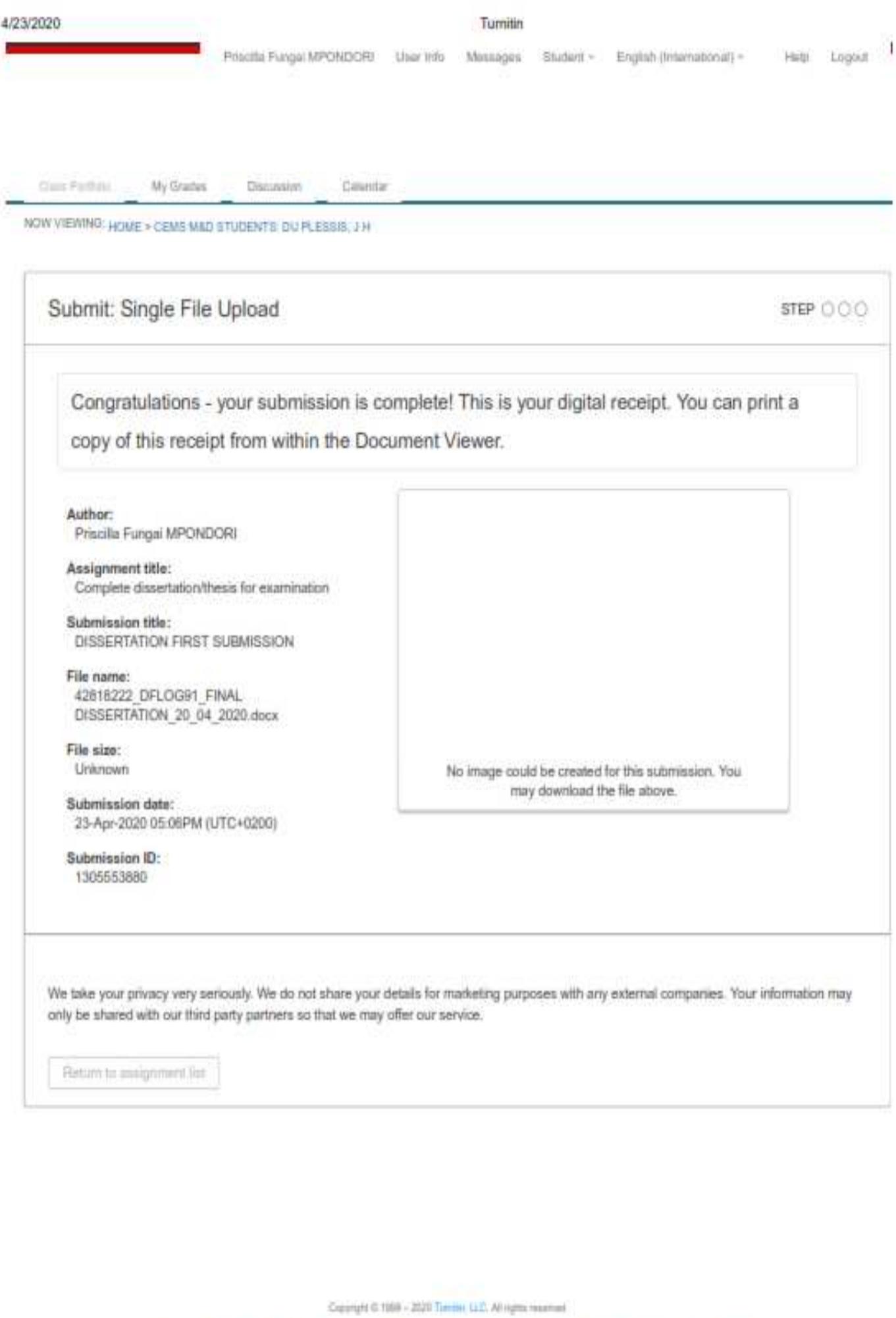 12 appendix g: turnitin digital receipt
