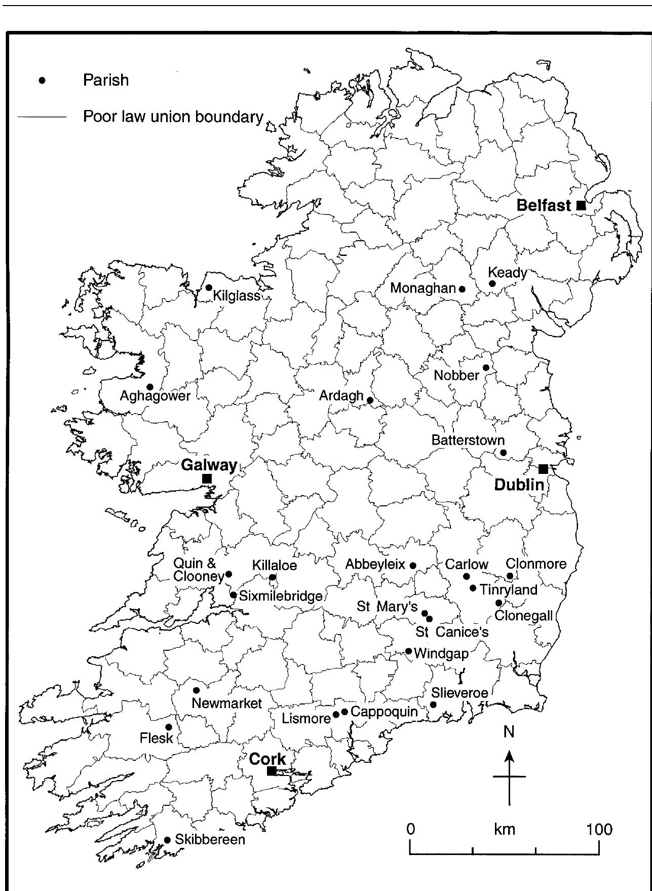 Map i. ireland in 1849, showing the boundaries of poor-law