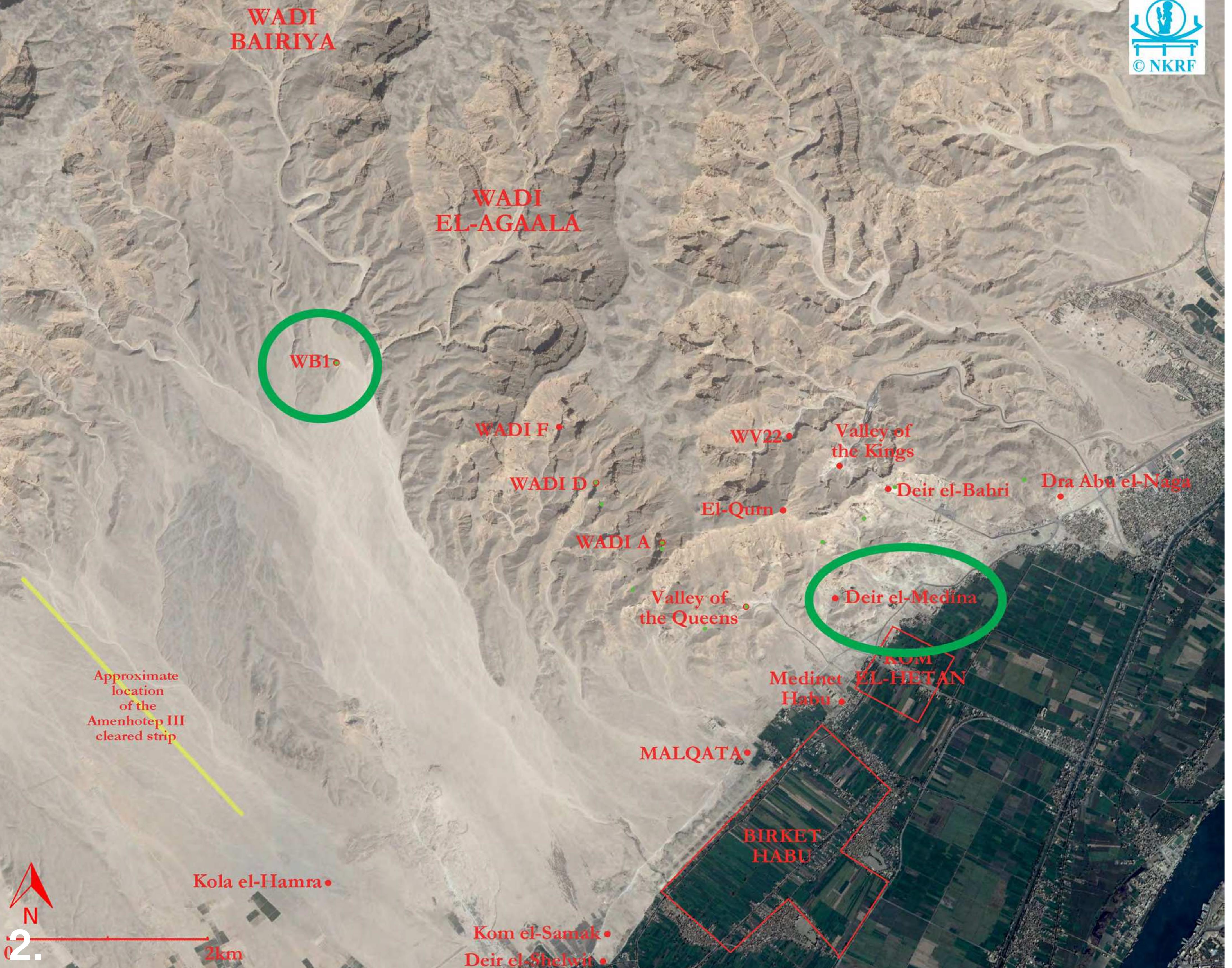 2 — map of the theban region. highlighted in green the two