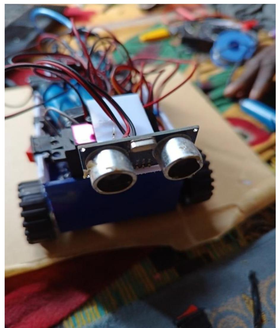 Pin configuration of the arduino to the ultra-sonic sensor.