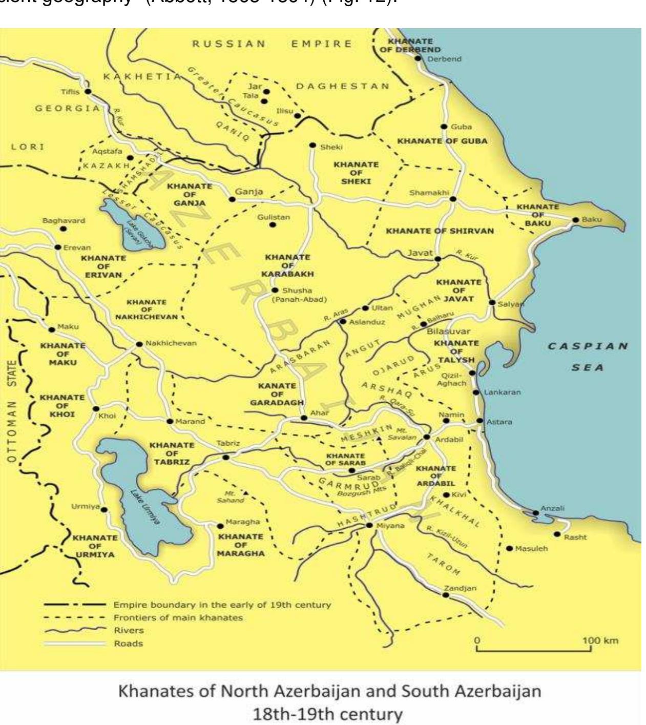 Map of qajar iran khanates of northern and southern
