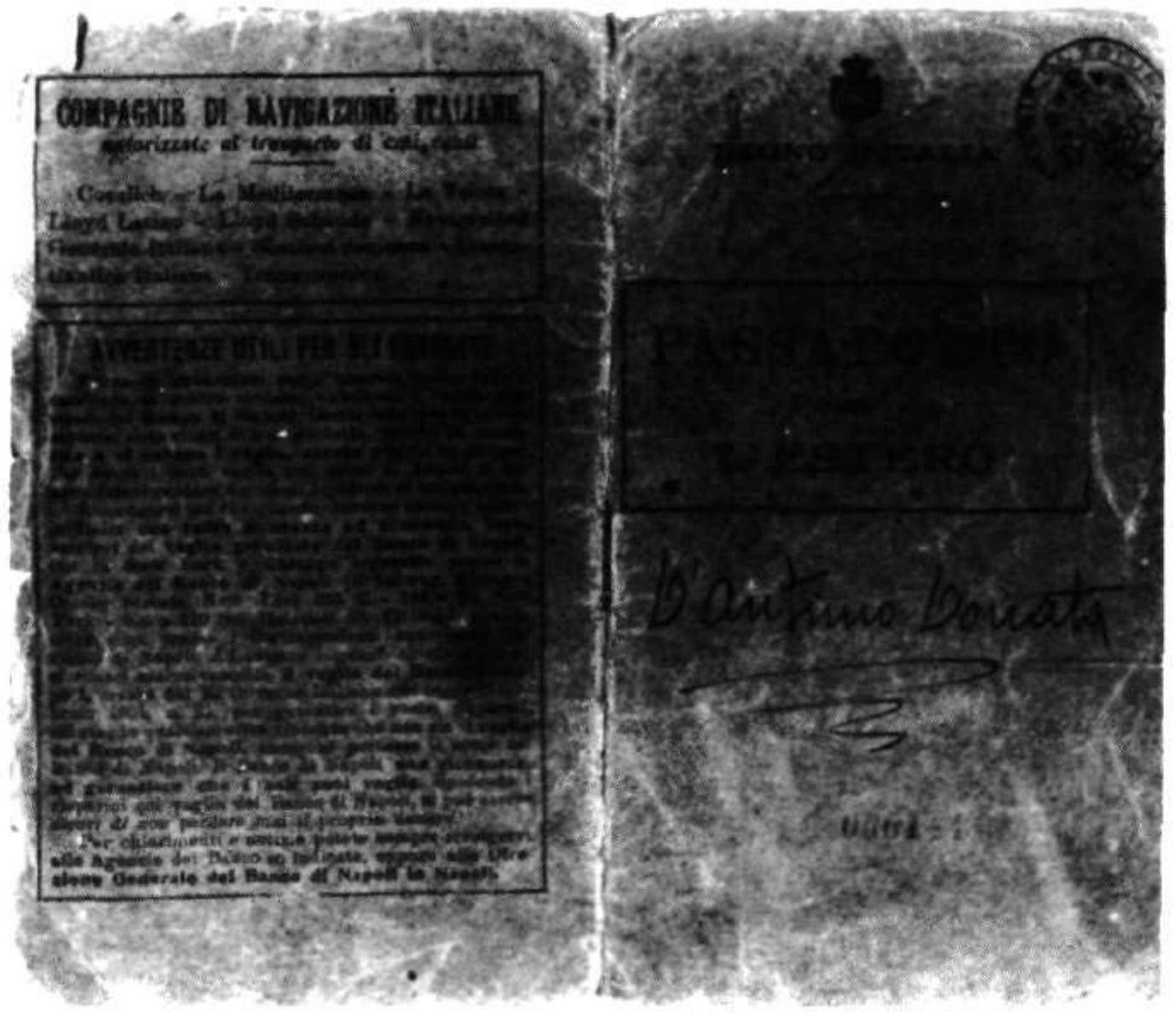 Ltalian passport, circa 1915. the multicultural history