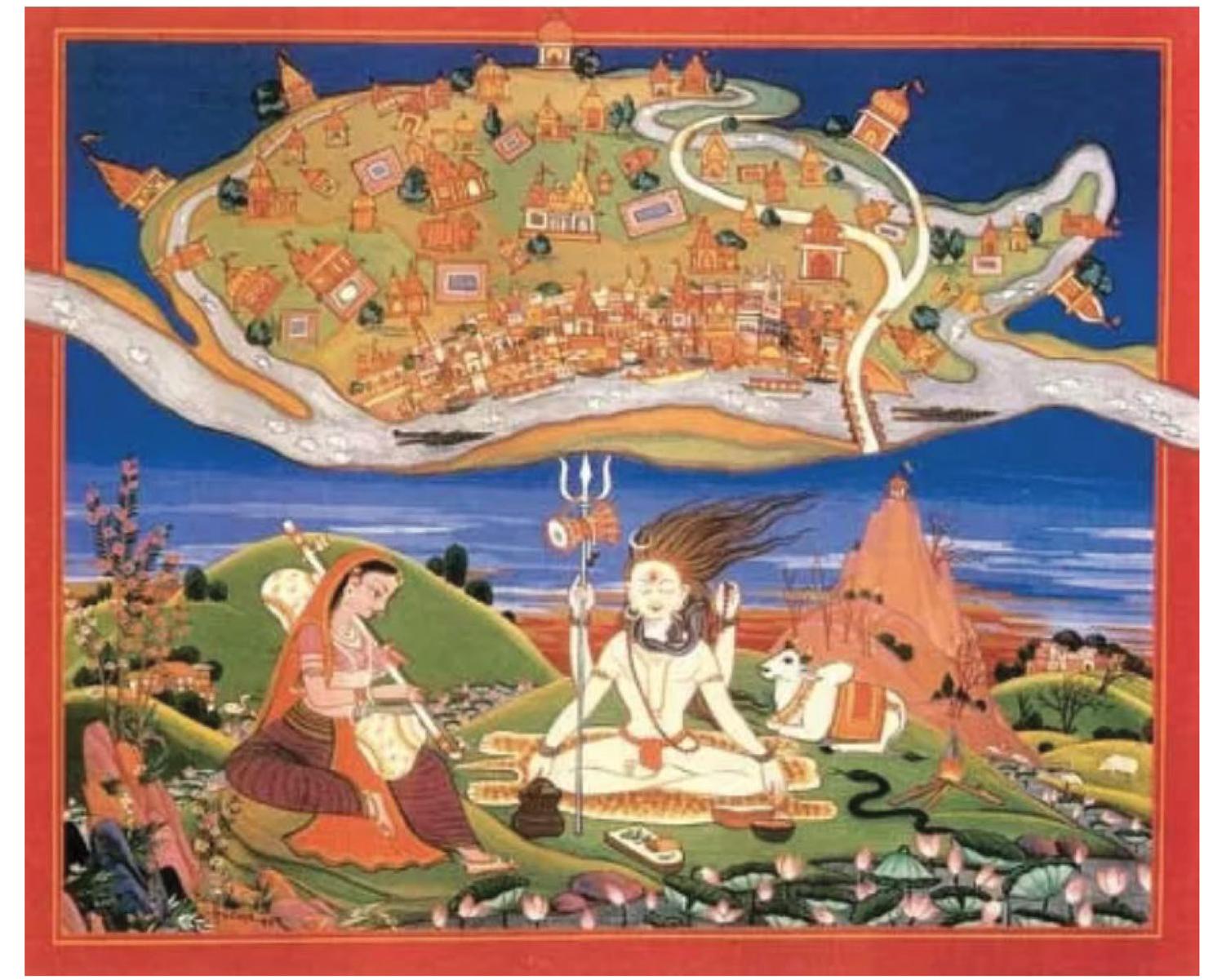 Pictorial map of showing origin of varanasi (anandvana) the