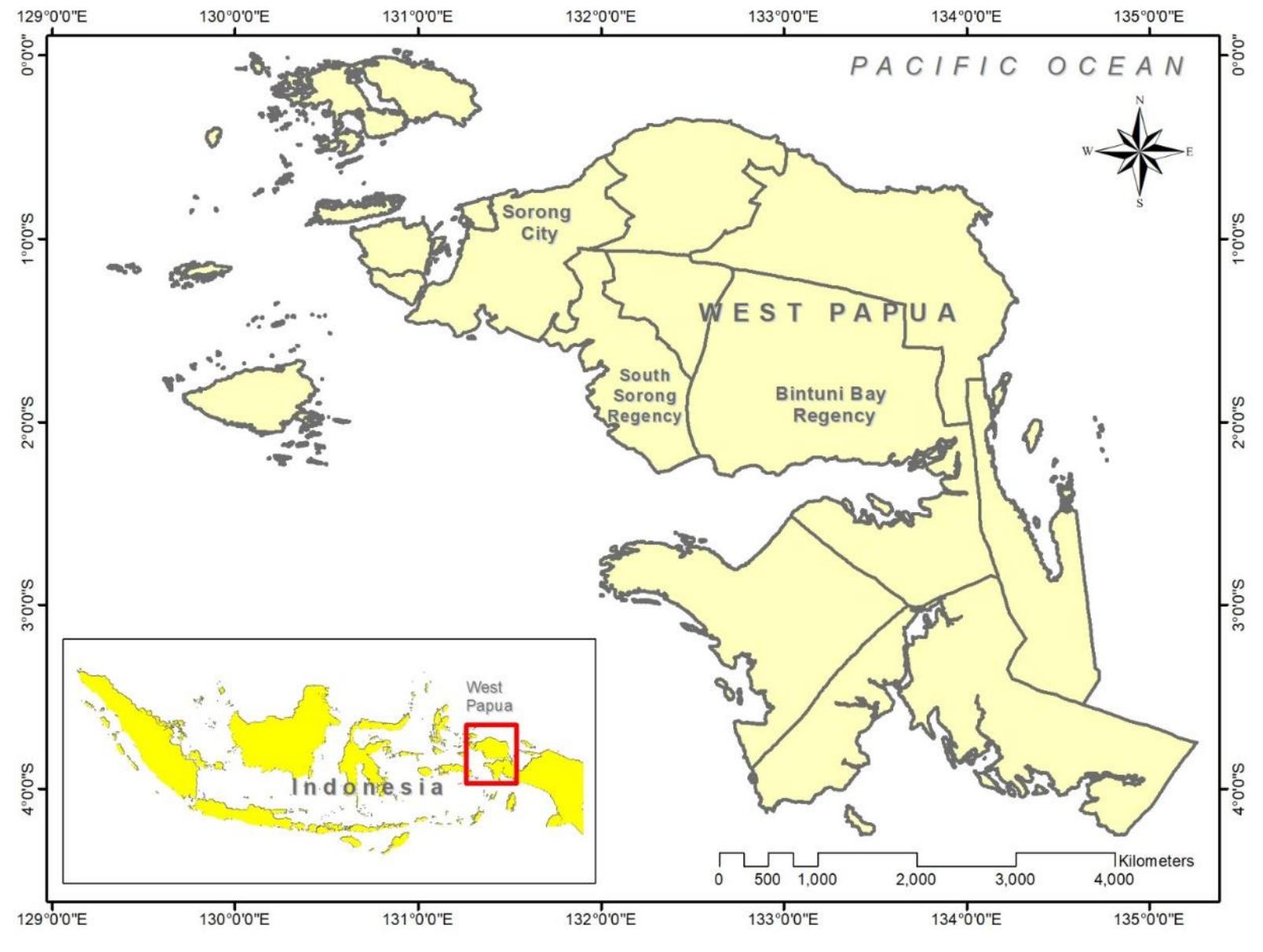 Map of research location south sorong regancy is around