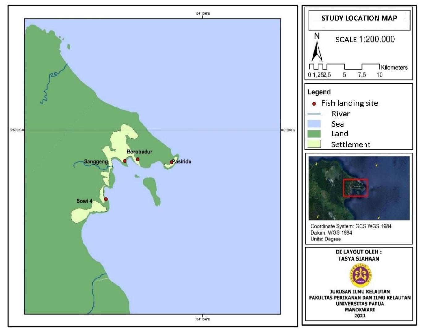 Map of research location collection of skipjack sample data