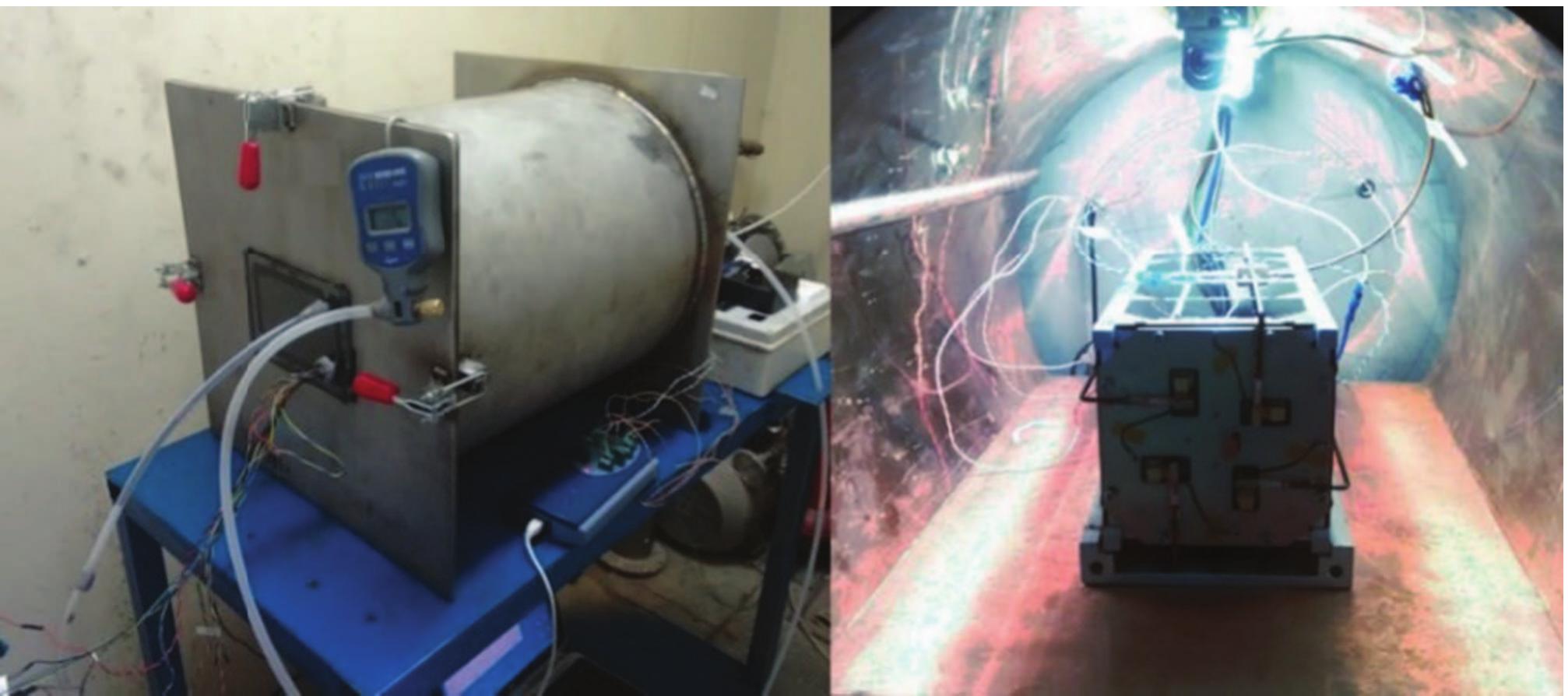 Thermal vacuum chamber (setup and internal view).