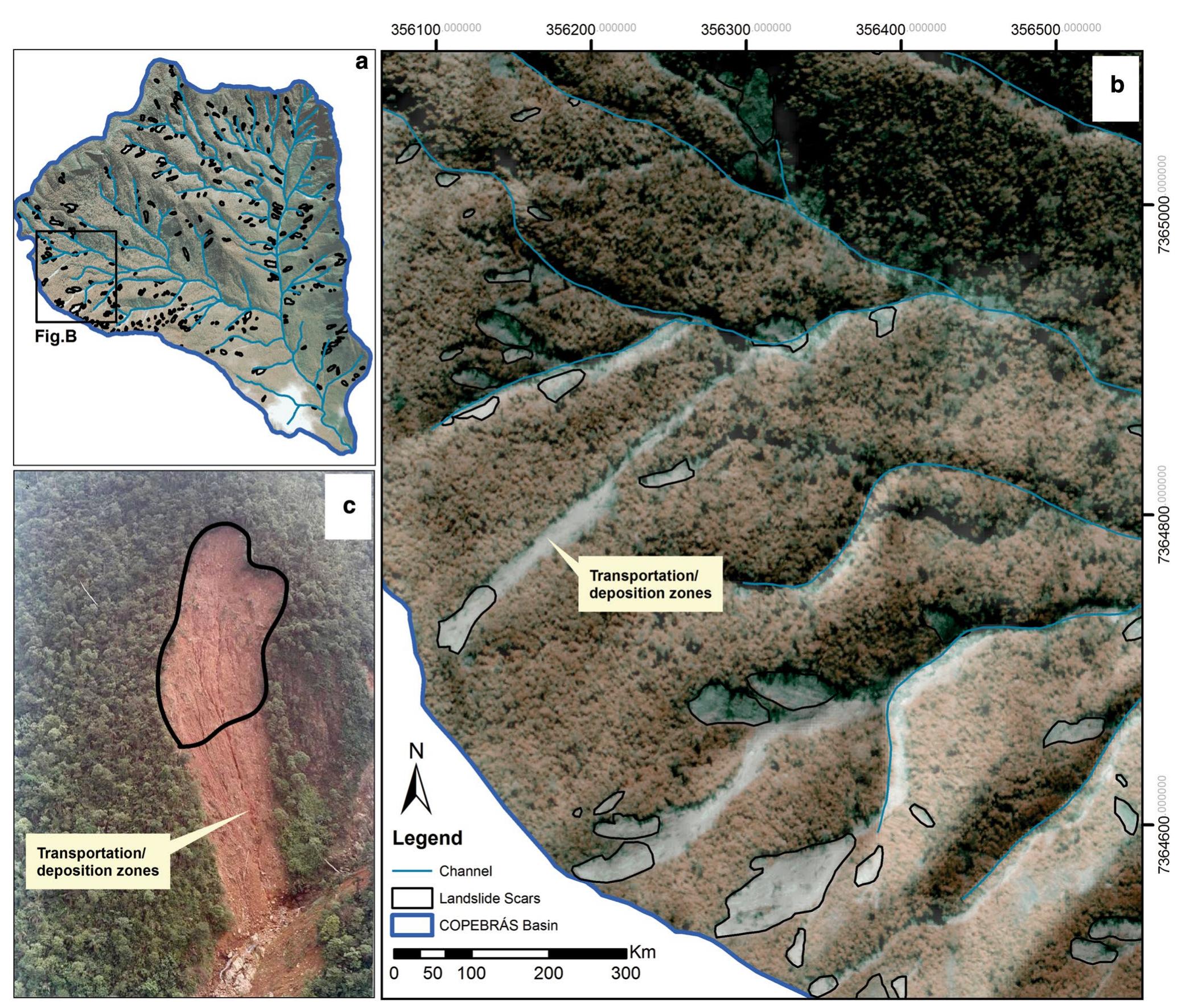 A scar landslides map; b part of landslide scars map