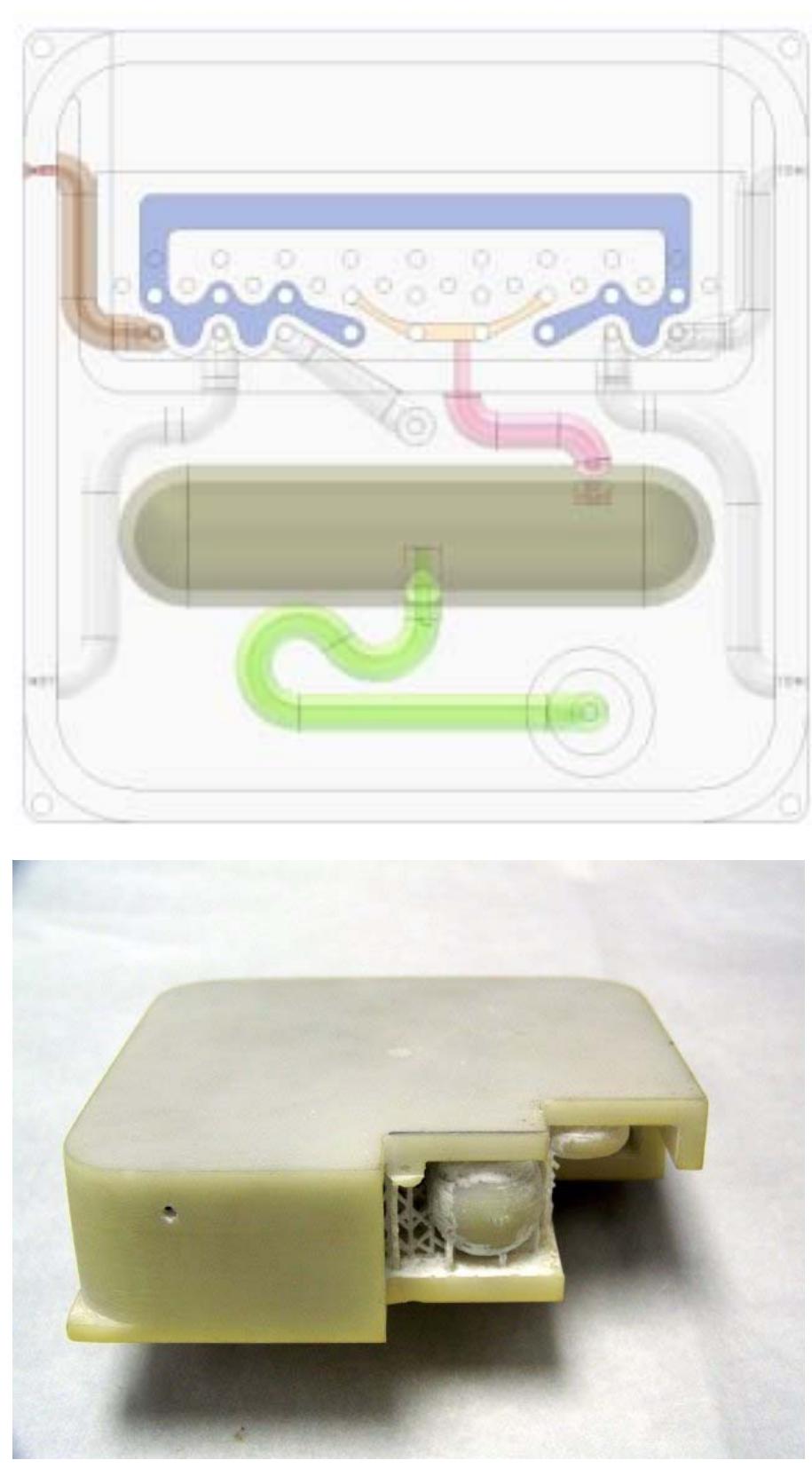 Mepsi stl #2: (top) plan view of 3-d cad model; (bottom)
