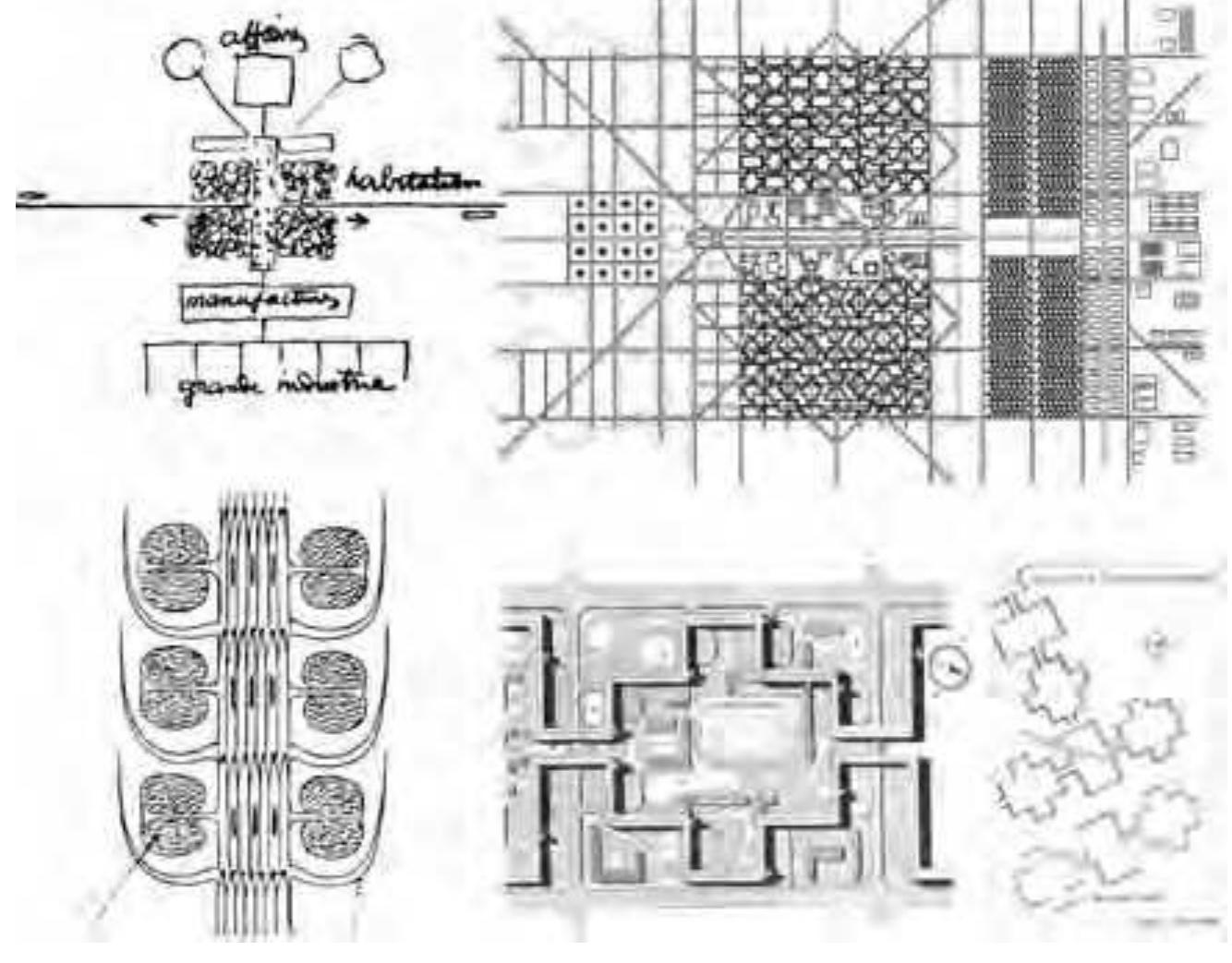 Radiant city diagram by le corbusier and the city plan