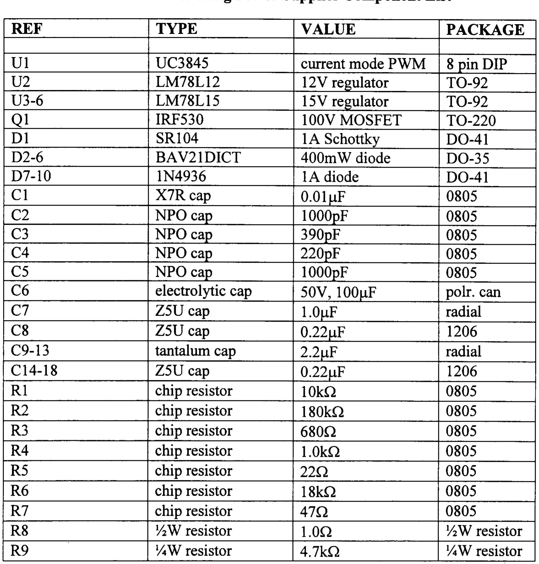 T1 is a custom flyback inductor, wound on a ferrite e-core.