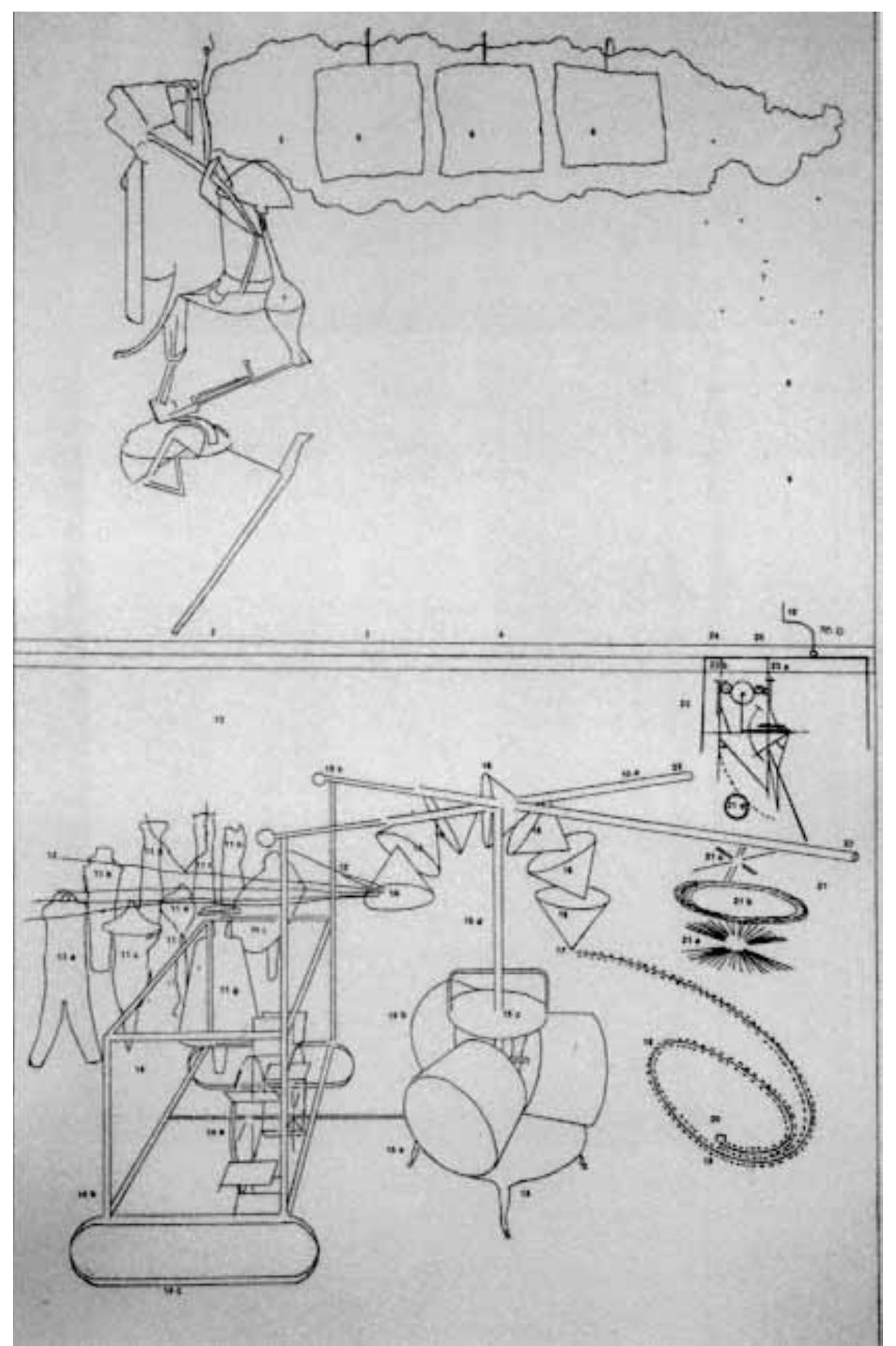 Diagram based on marcel duchamp’s etching, the large glass