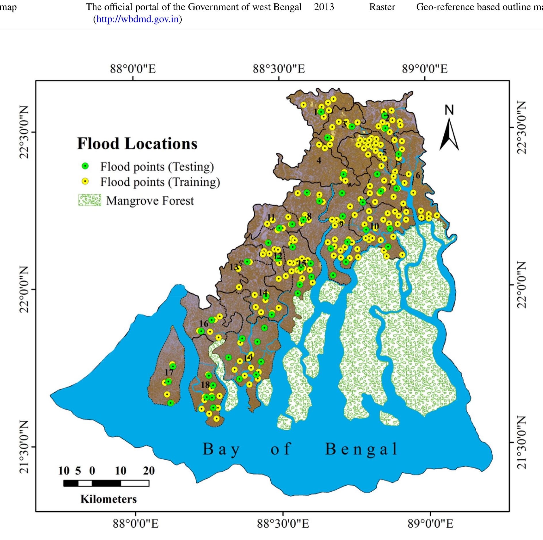 Flood inventory map showing flood locations which used for