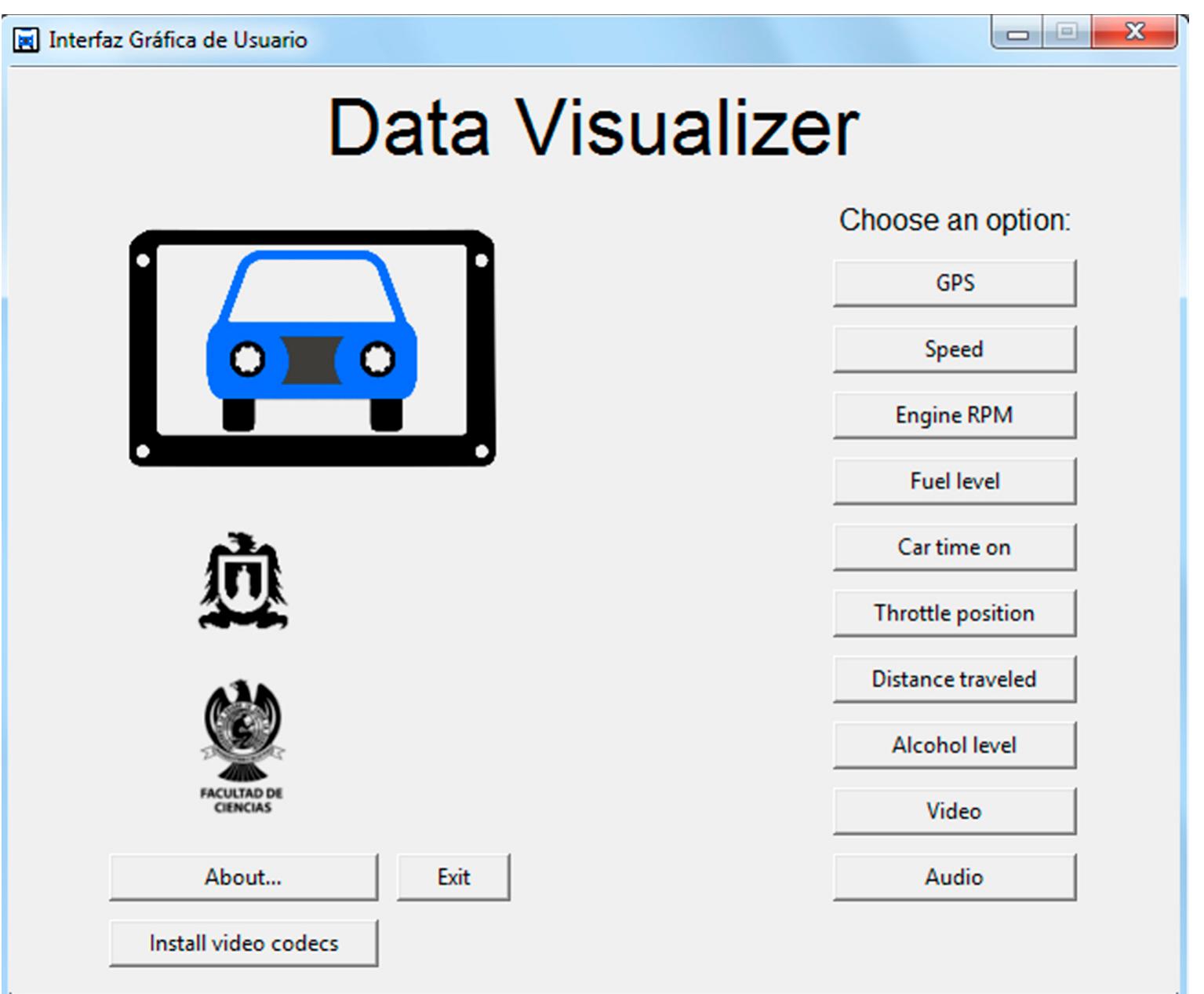 A screenshot of the gui for the car’s black box system.