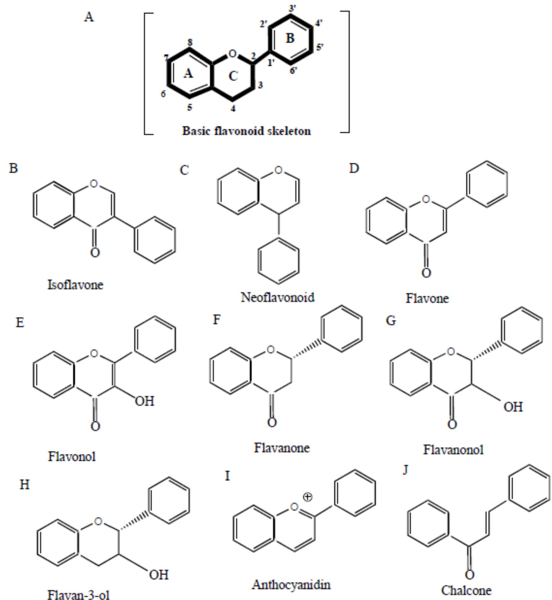 The basic chemical structure of flavonoids and their