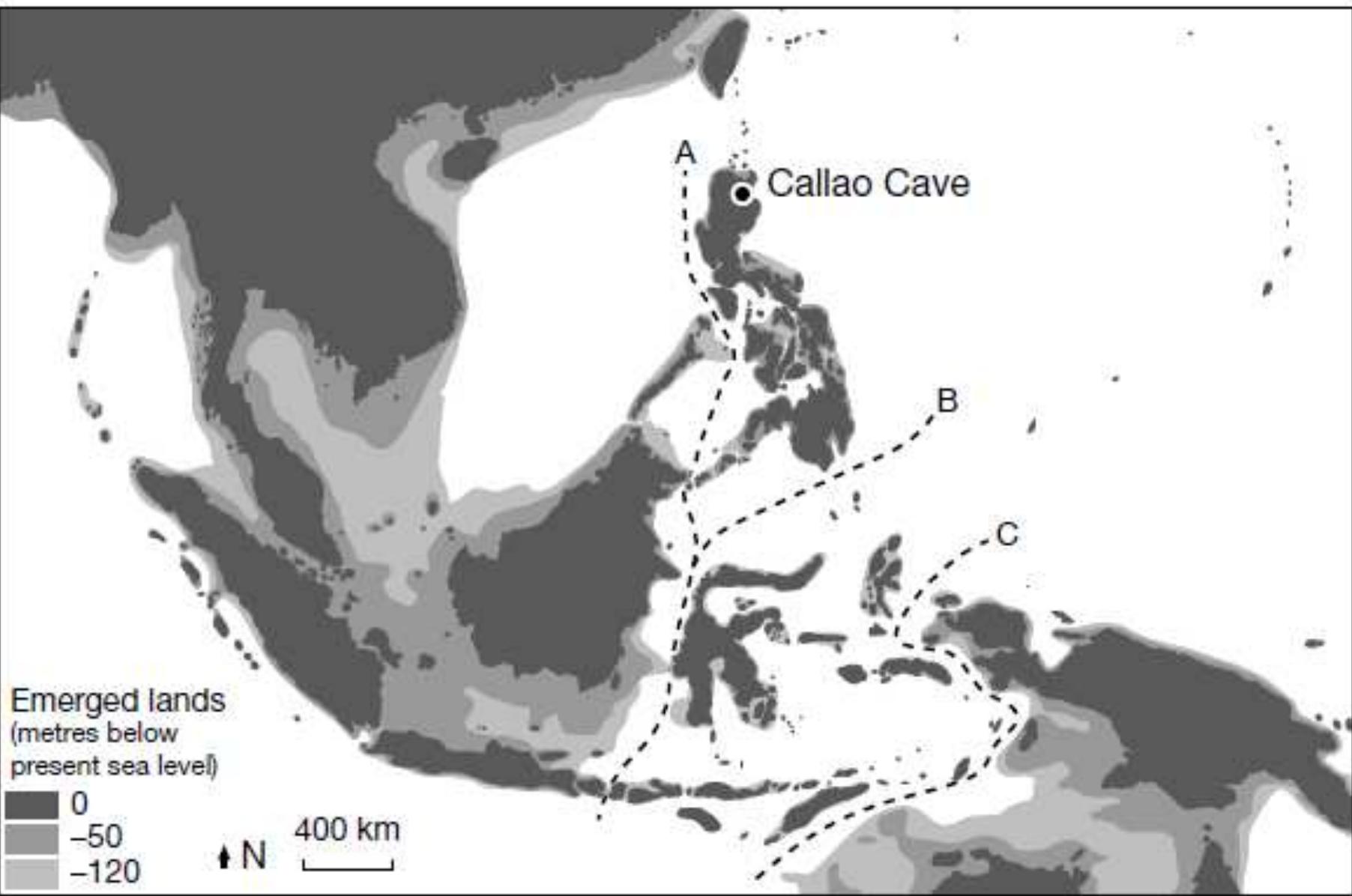Geographical location of callao cave. map showing the