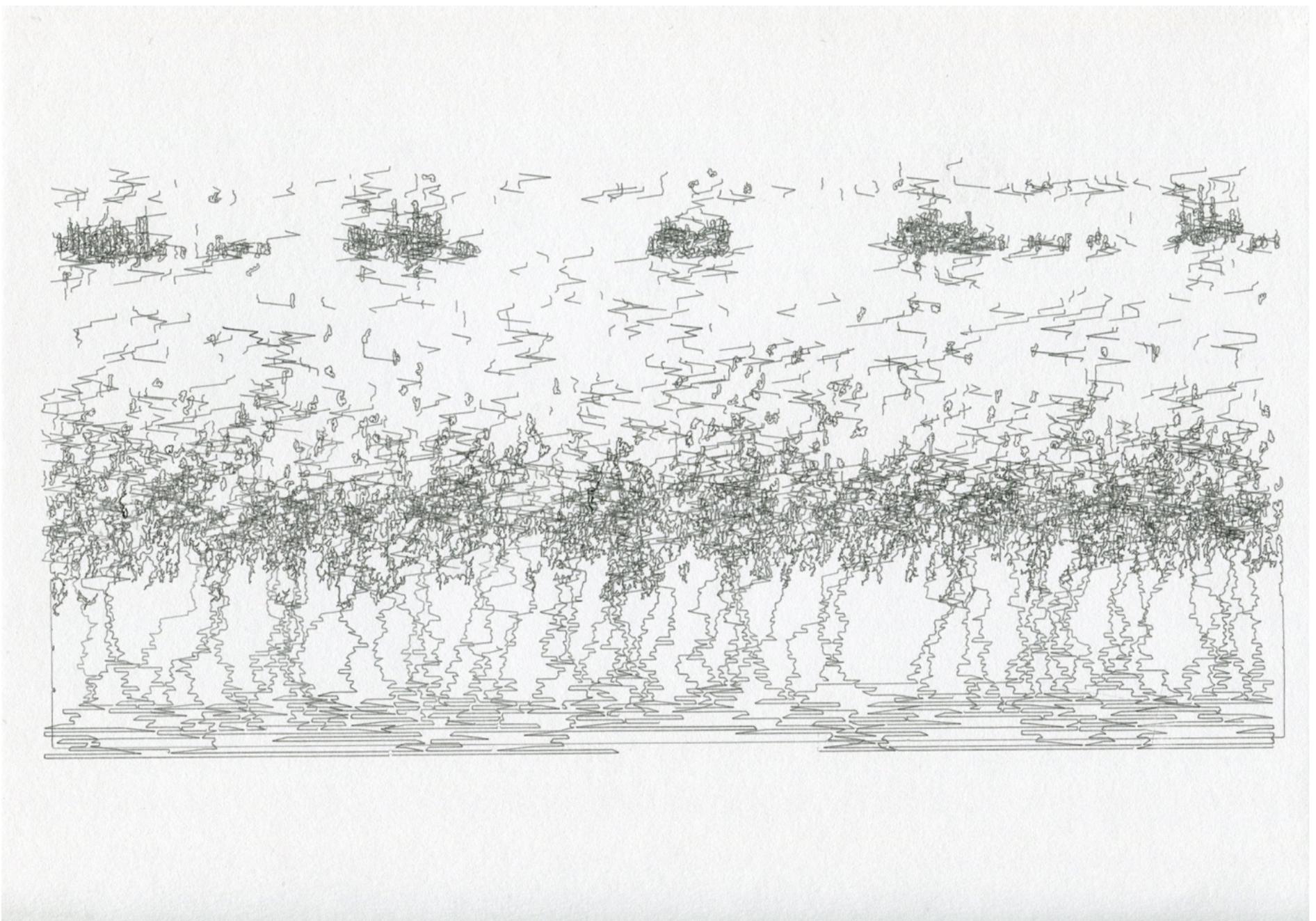 2: robot drawing of a spectrogram of a soil recording.