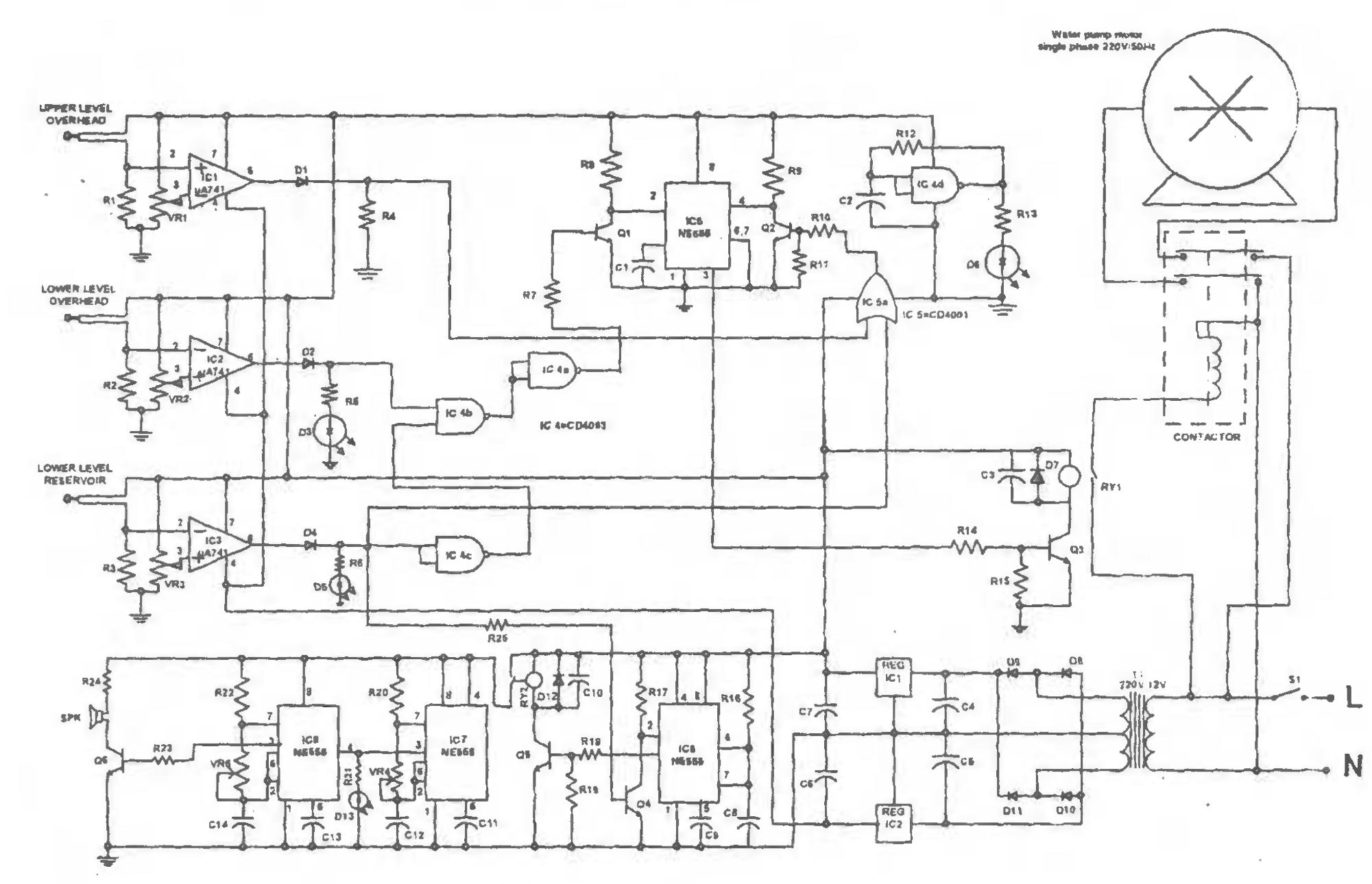 Complete circuit diagram of the automatic water pump control