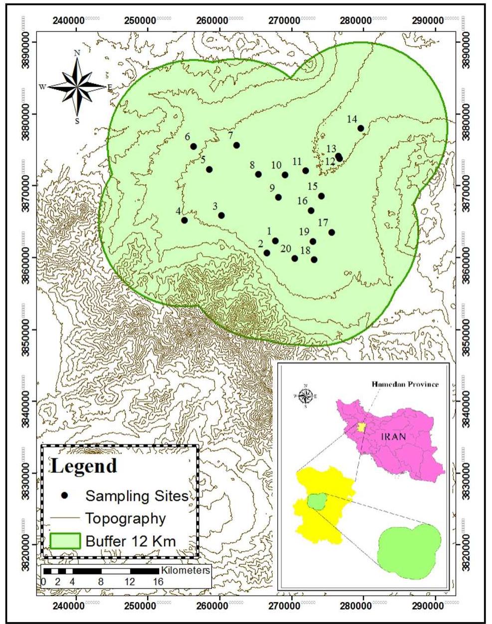 Location of groundwater sampling stations in the current