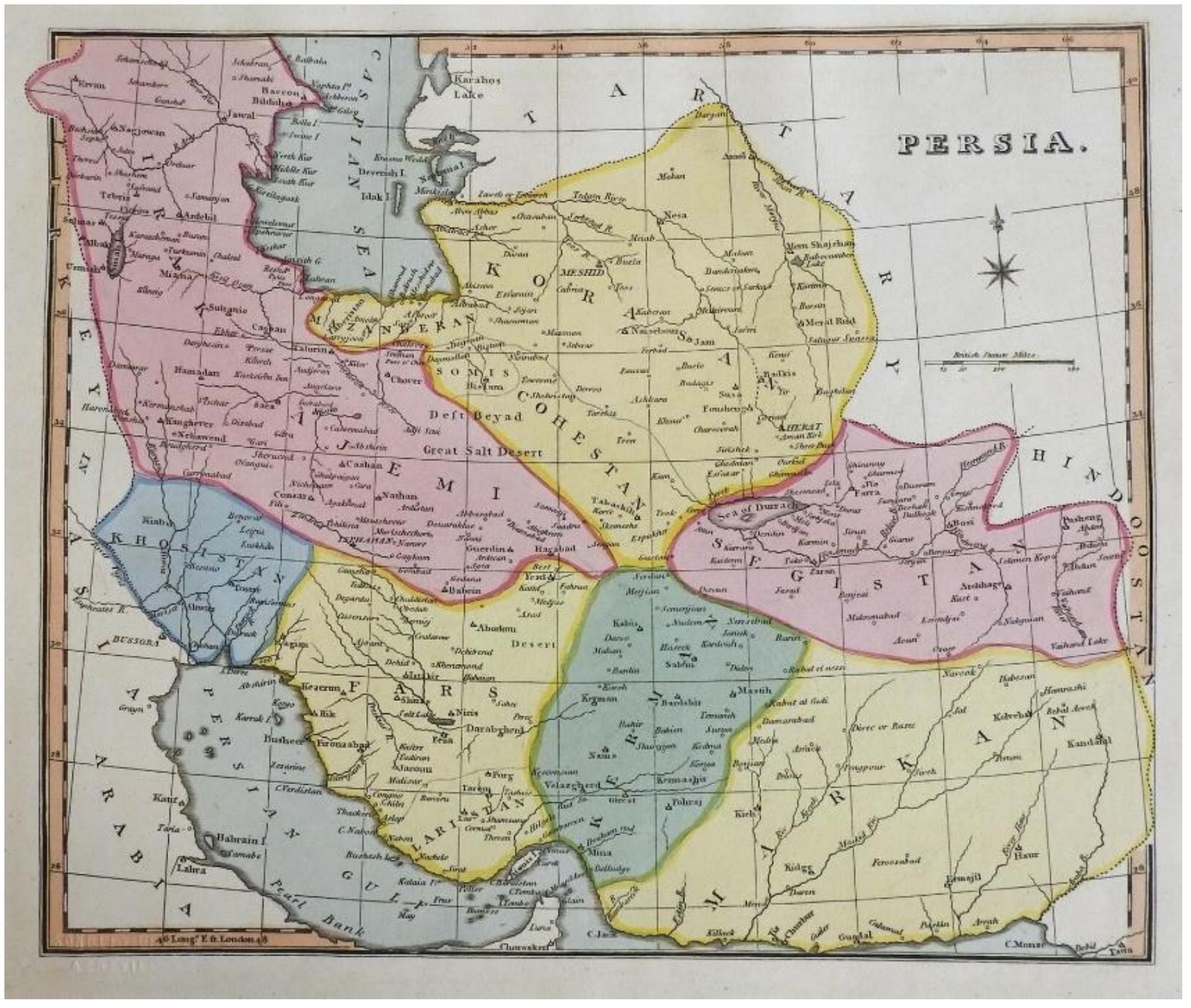 (document 3. the map of persia by lucas 1823) and another