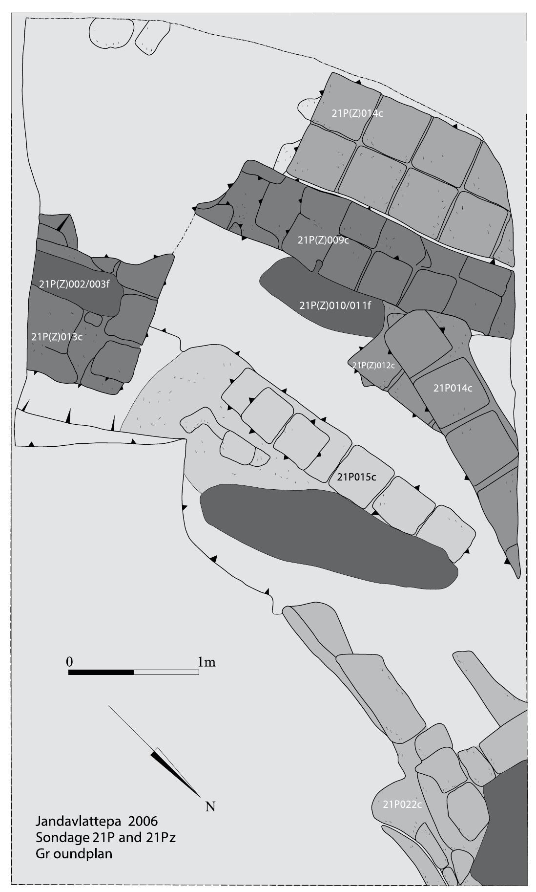 1, 98 square 21p and p(z), general ground plan, drawing by