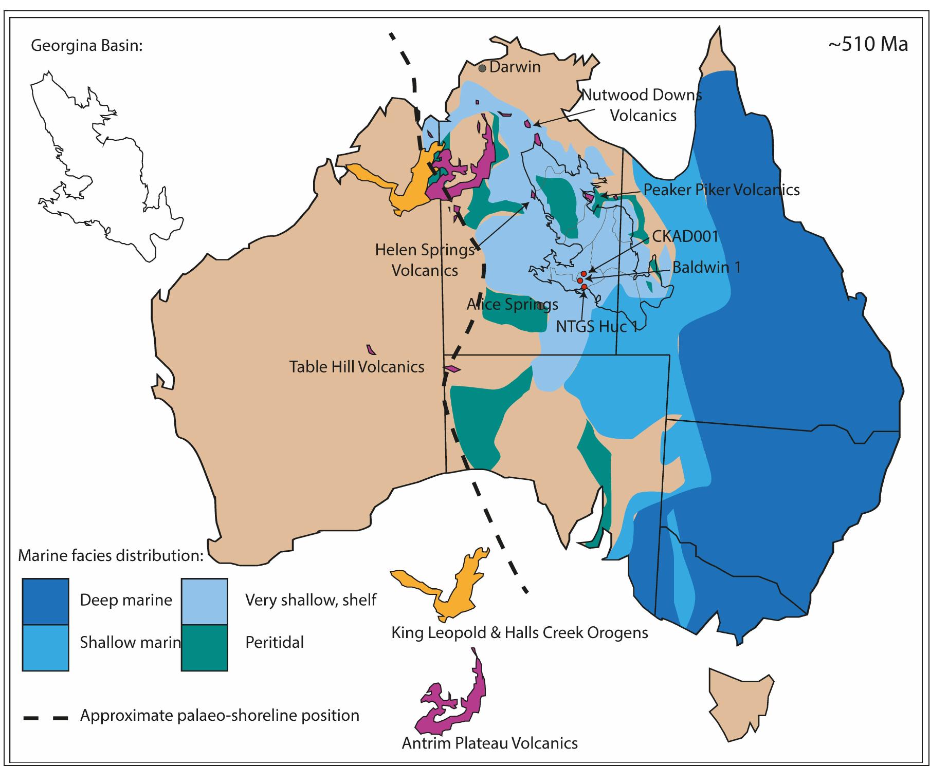 1: map of australia showing the georgina basin and the