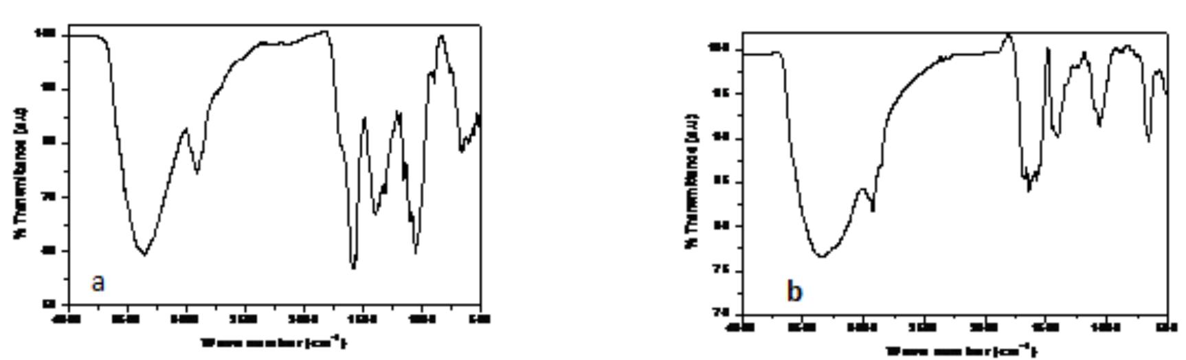 (a). ftir spectrum of heat treated cellulose and 2(b)