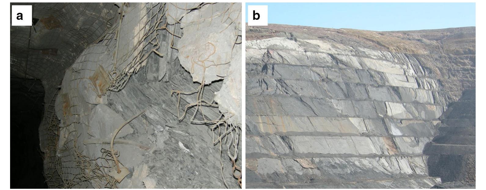 Examples of anisotropic rock masses; a buckling of shale