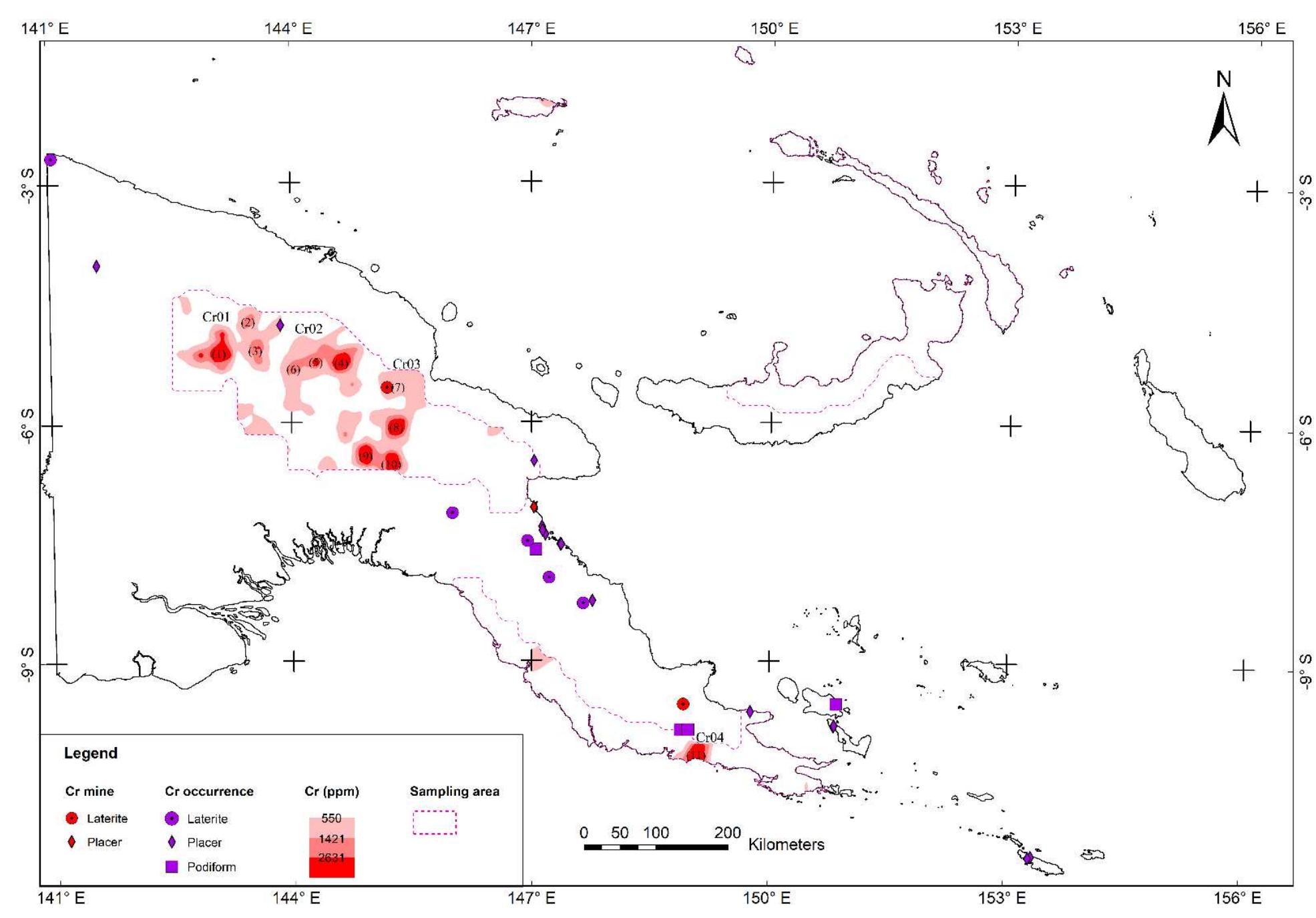 Chromium geochemical anomaly map of png. geologists have