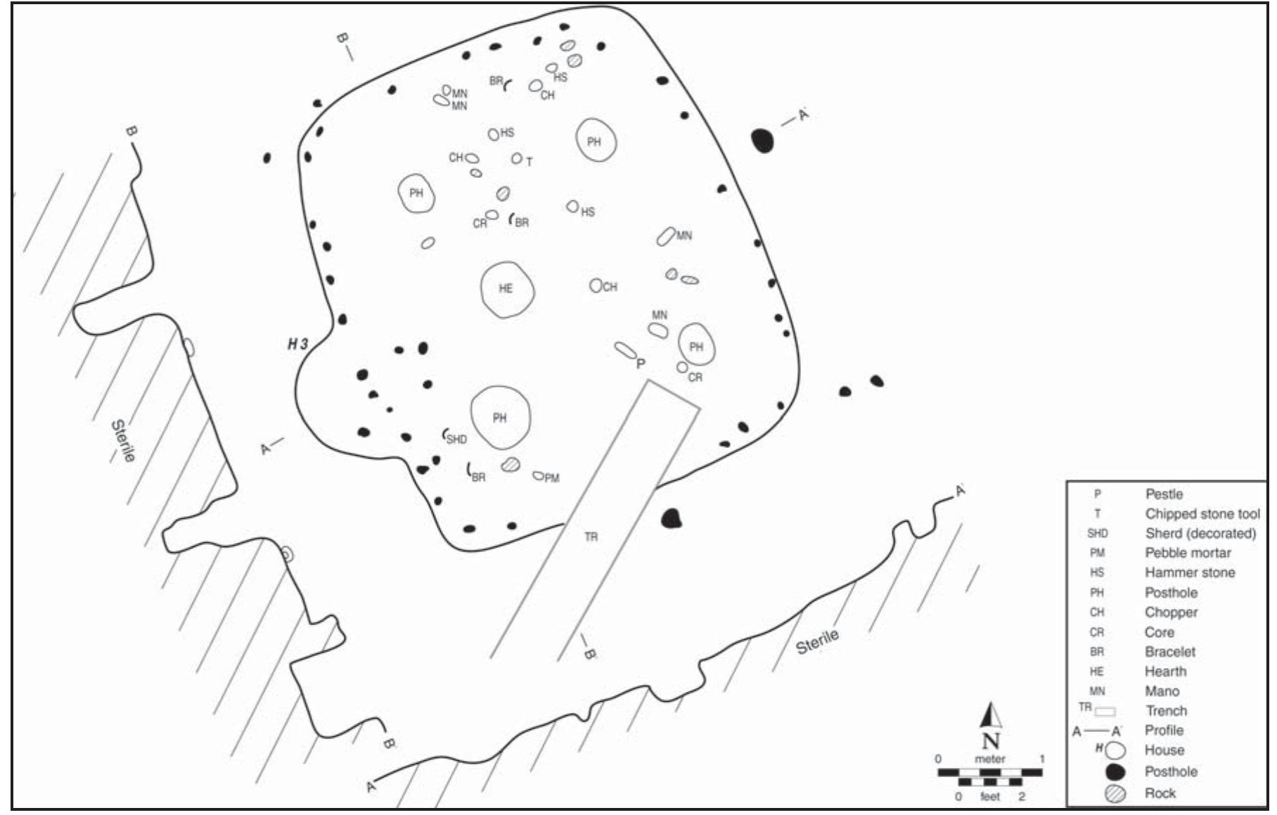 8. plan view and cross-sections of house 3, east fork