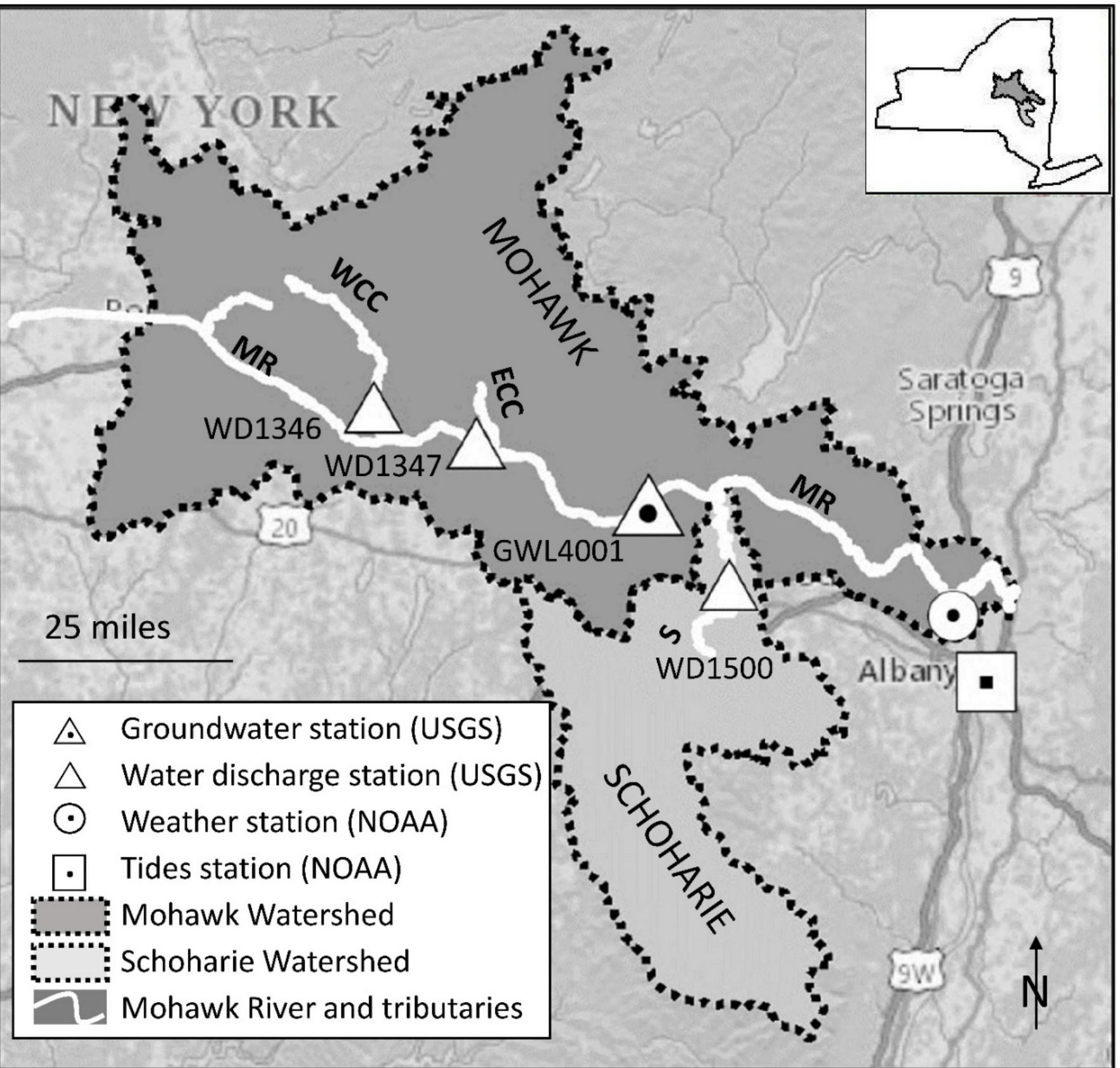 The map shows the location of the weather station, the usgs