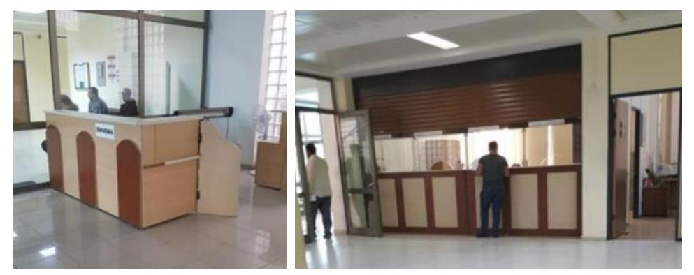 There are counters in different places in the building for