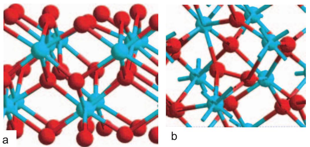 The relaxed structure of (a) neutral oxygen vacancy and (b)